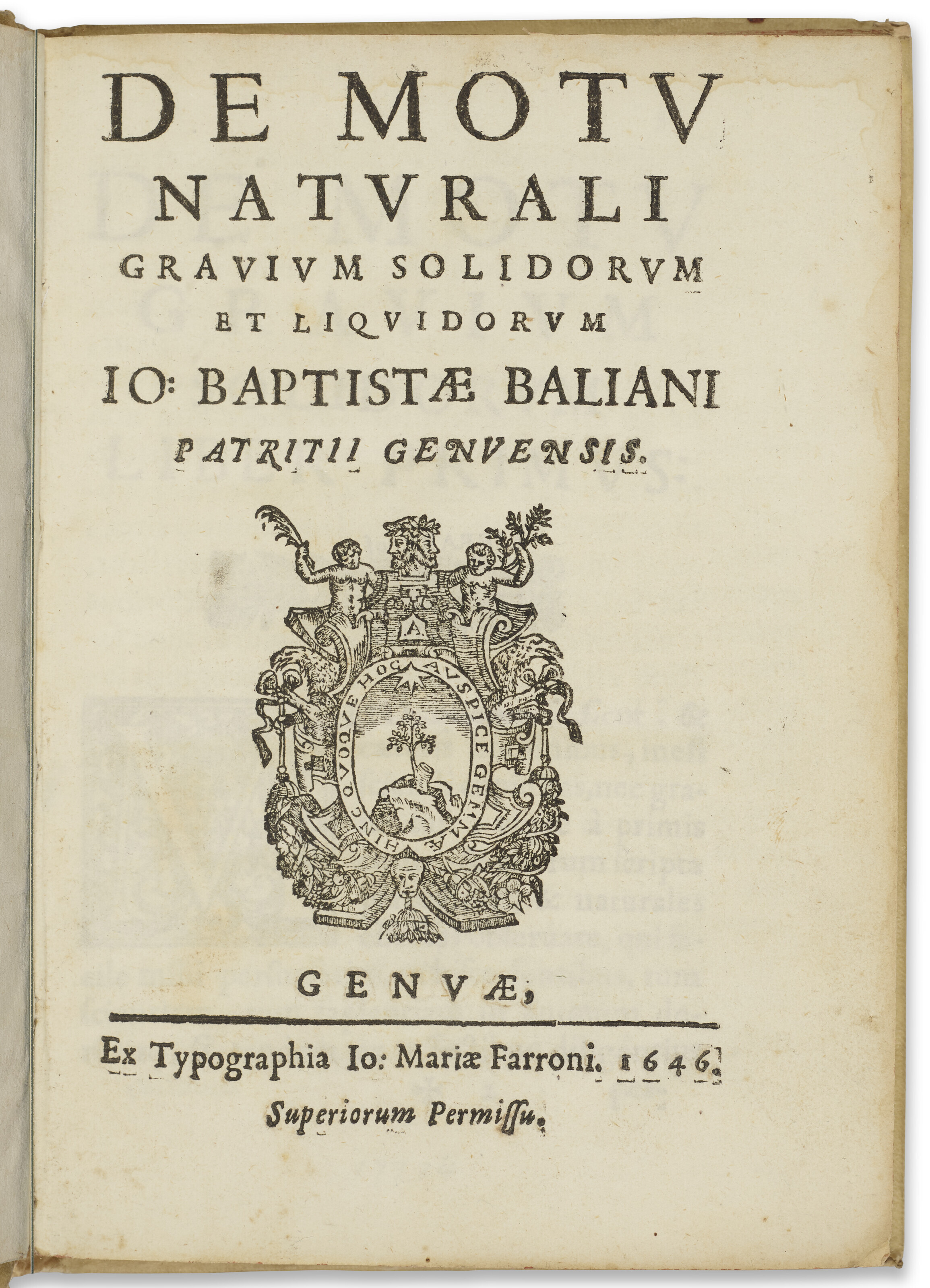 De motu naturali gravium solidorum et liquidorum, Gioivanni Battista ...