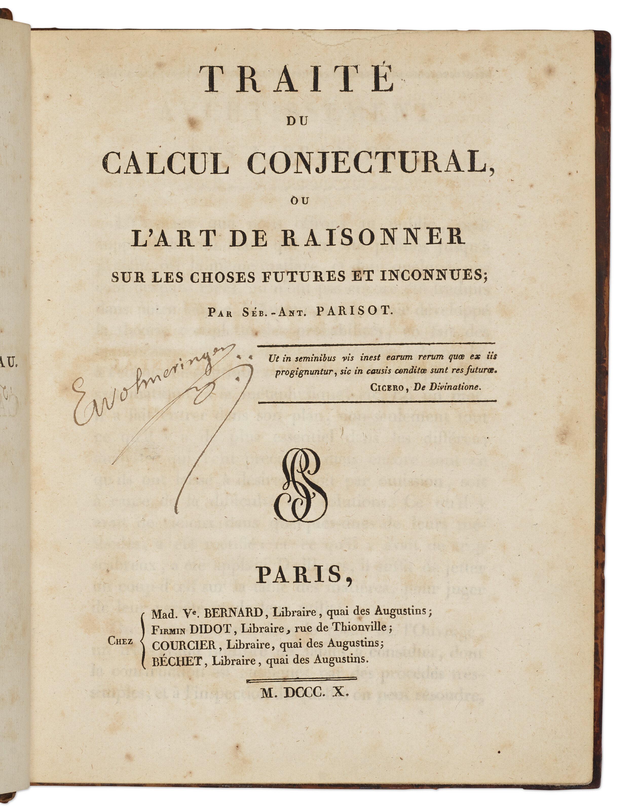 Traite du Calcul Conjectural, ou L'art de Raisonner, Sébastien-Antoine ...