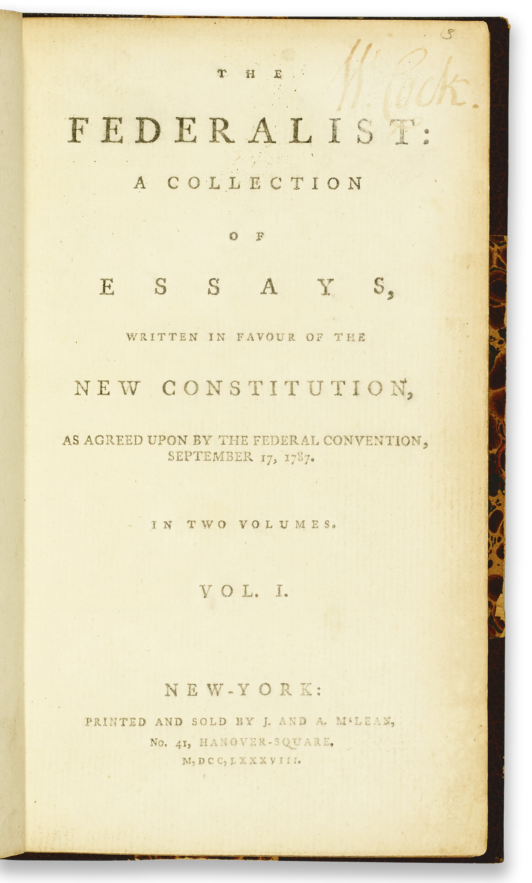 The Federalist Papers, Hamilton, Madison and Jay, 1788 | Christie’s