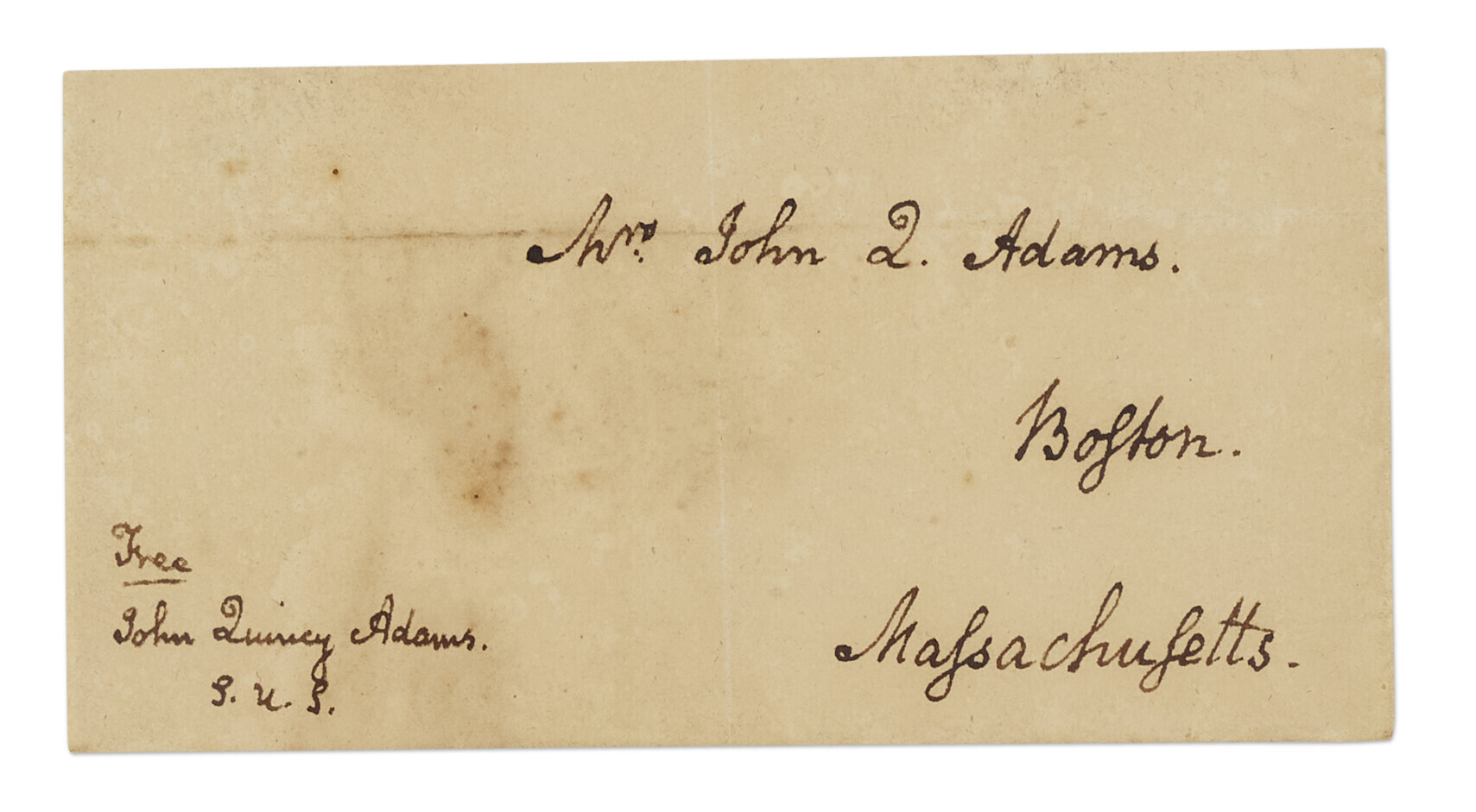 A franked address panel sent to Louisa Adams, John Quincy Adams, ca ...