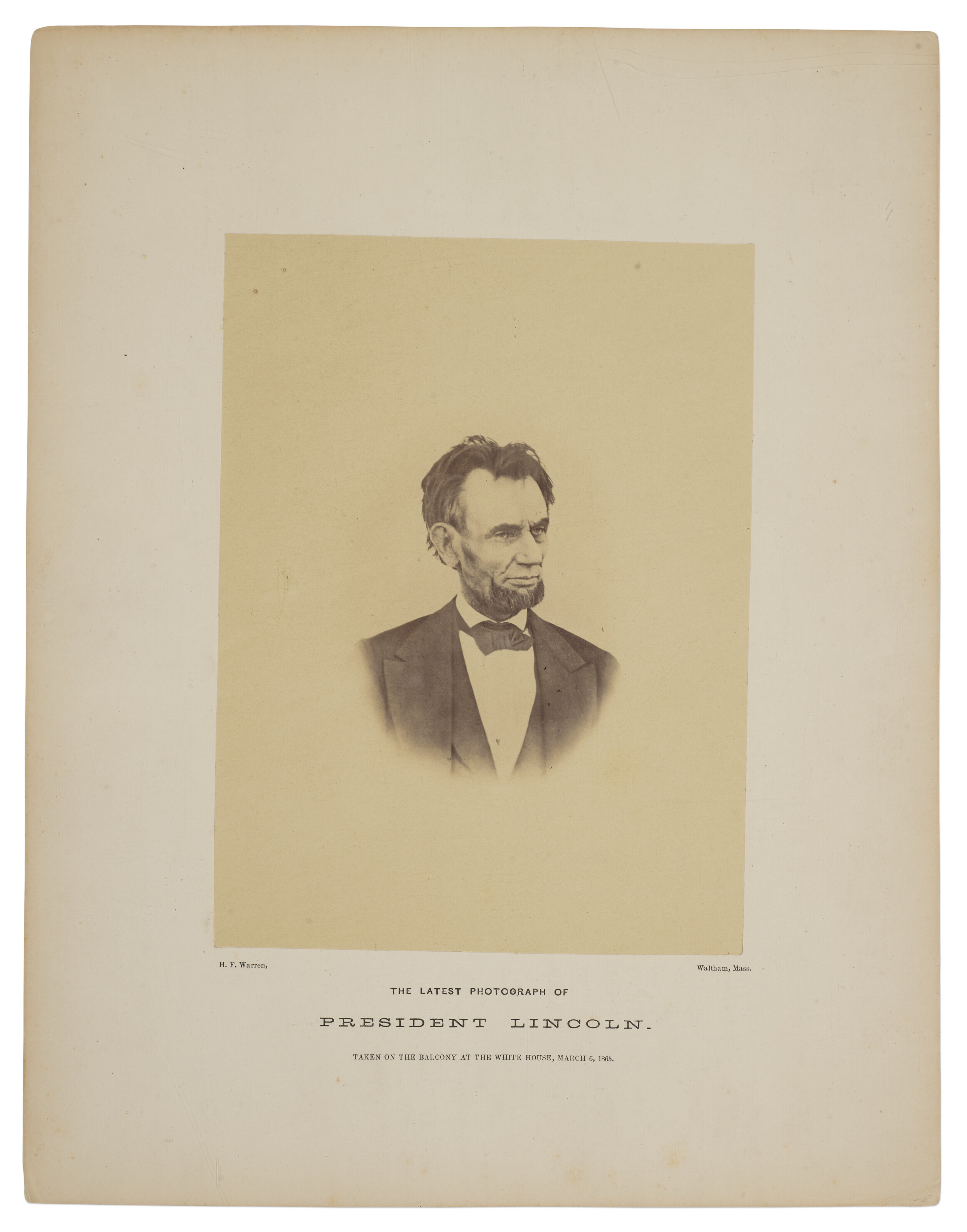 His last known portrait photograph, Abraham Lincoln, 1865 | Christie’s