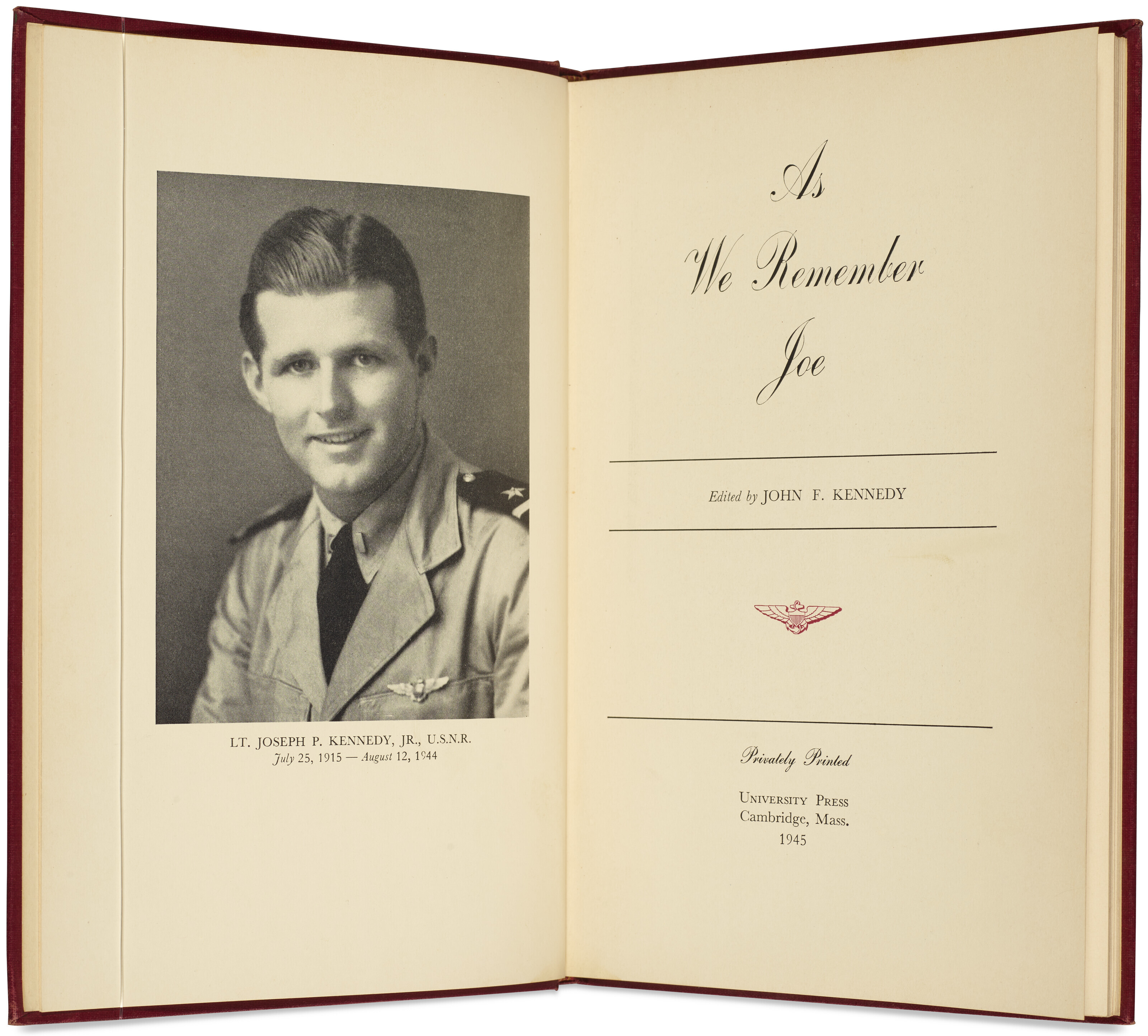 As We Remember Joe, John F. Kennedy, 1945 | Christie’s