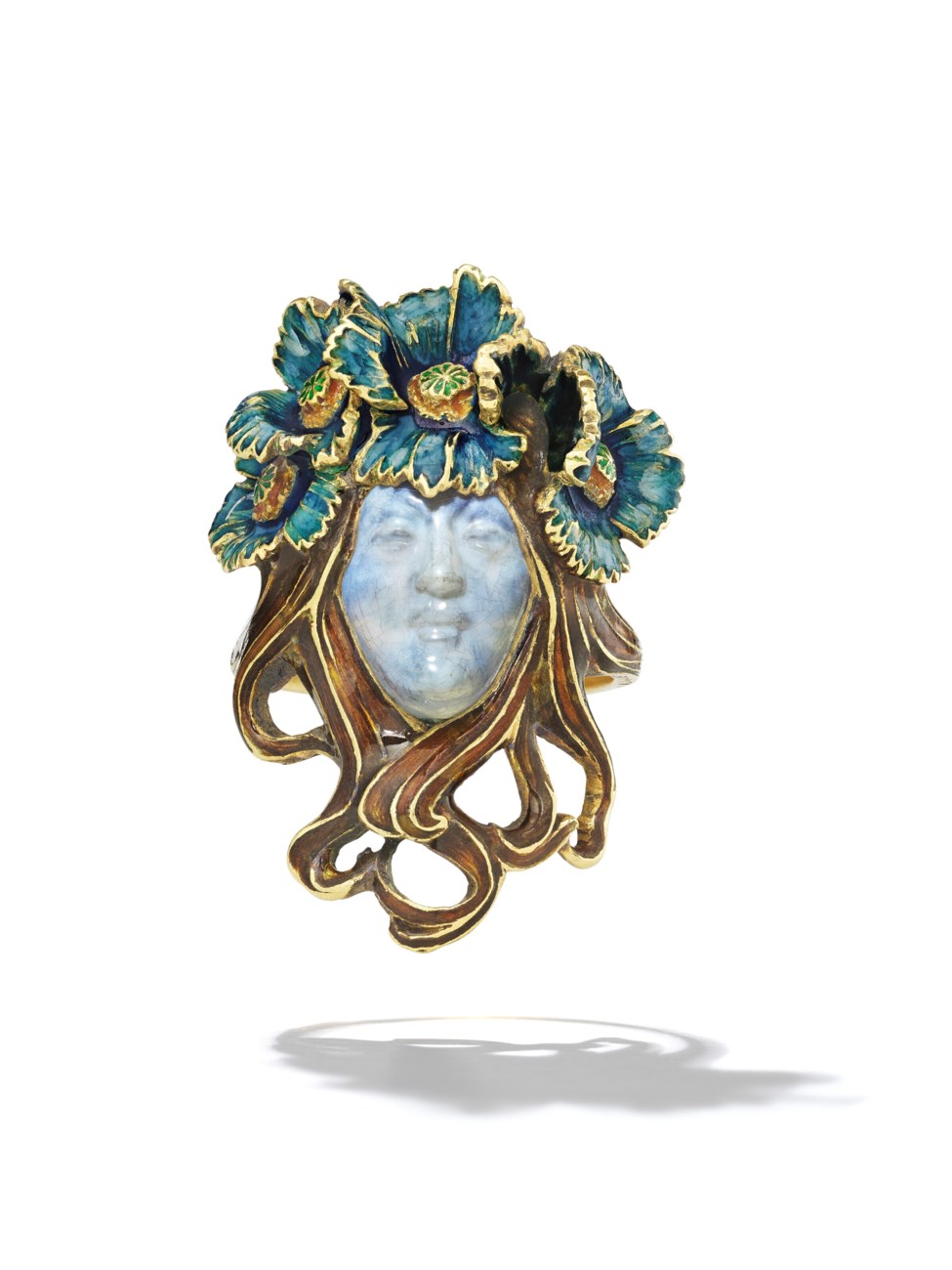RENÉ LALIQUE ART NOUVEAU GLASS AND ENAMEL RING | Christie's