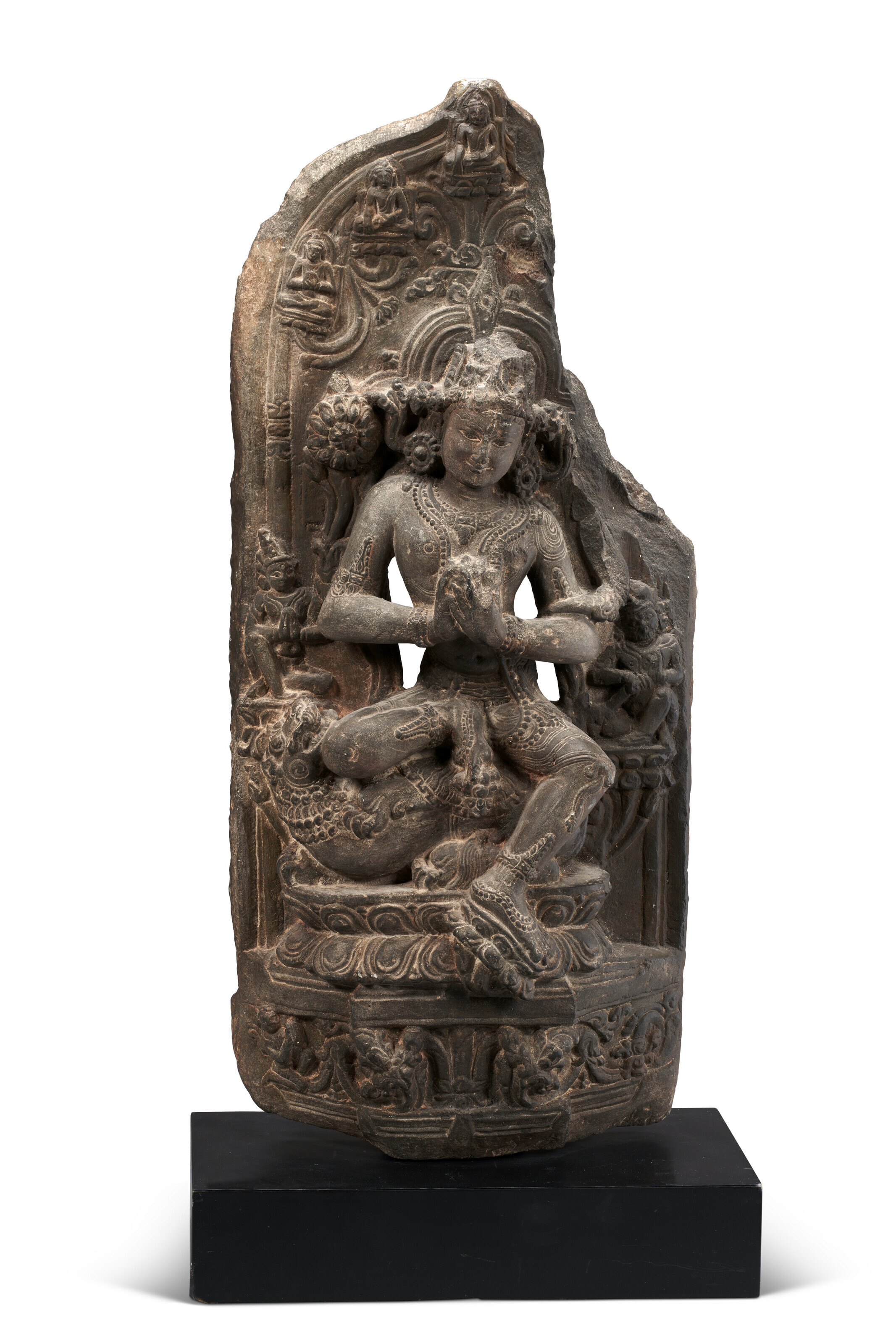A BLACKSTONE STELE OF MANJUSHRI, NORTHEASTERN INDIA, PALA PERIOD, 11TH ...