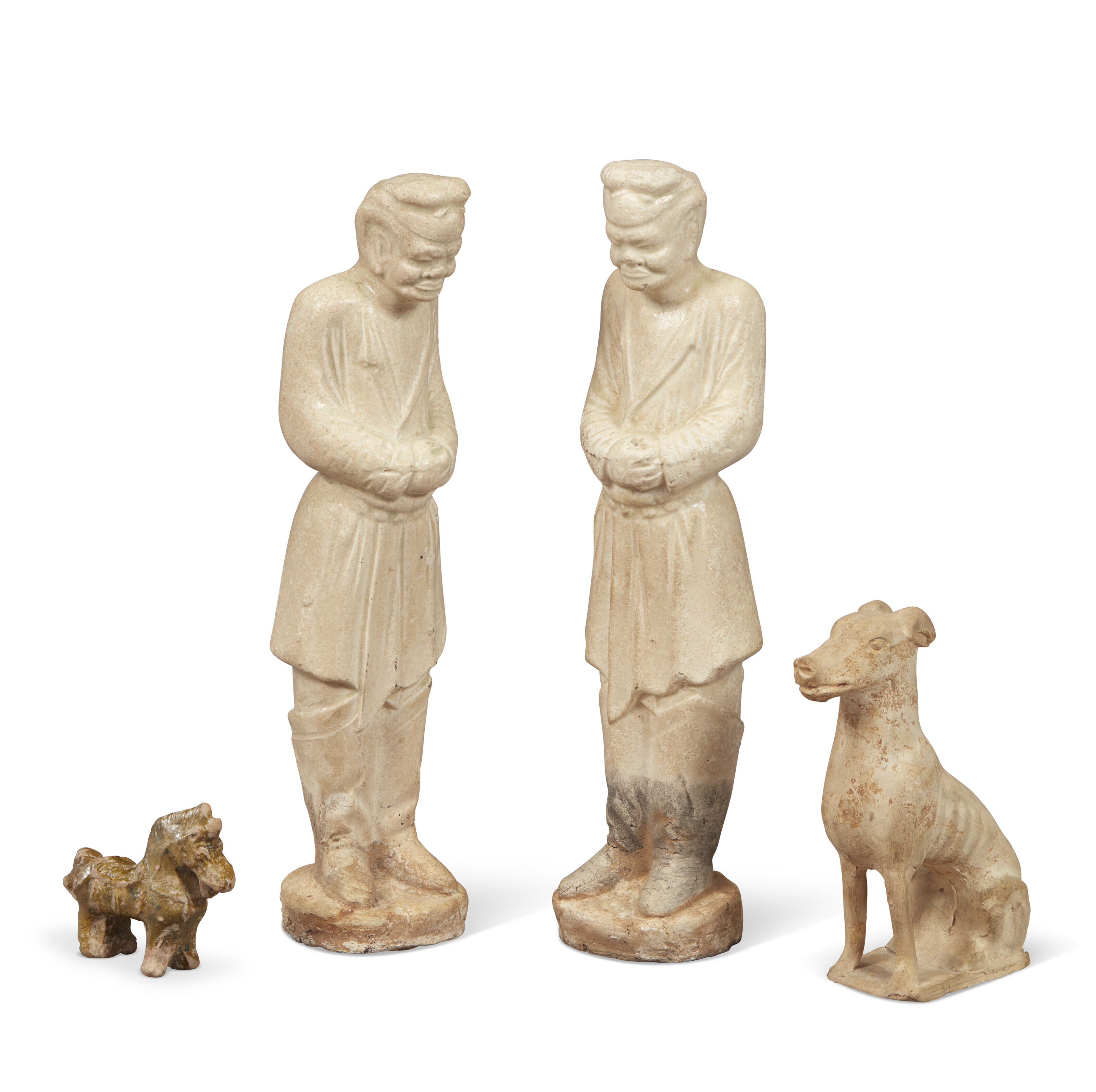 A PAIR OF STRAW-GLAZED FIGURES, CHINA, TANG DYNASTY (AD 618-907 ...