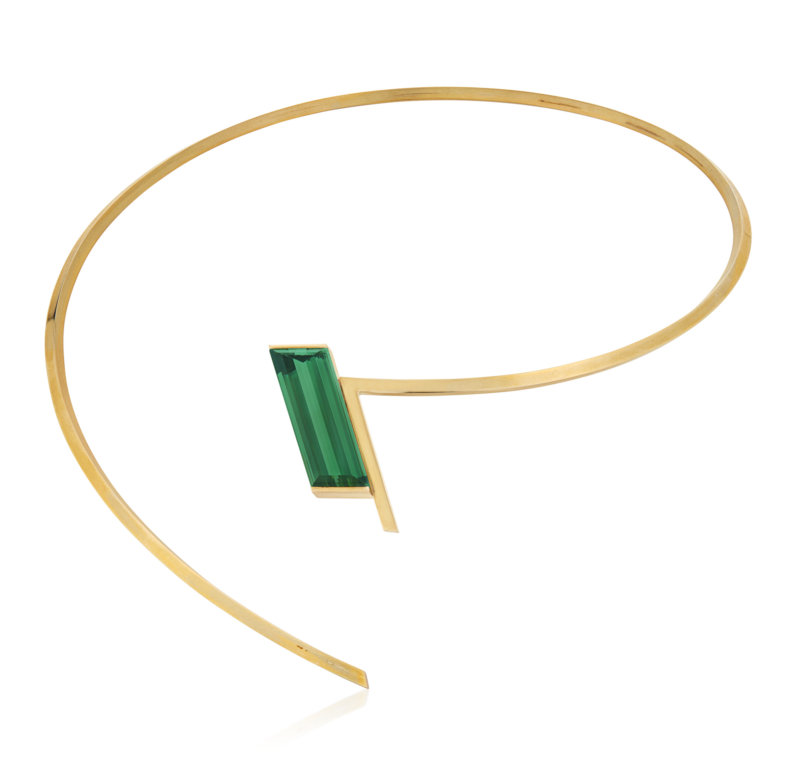 NO RESERVE | GREEN TOURMALINE AND GOLD TORQUE NECKLACE, | Christie’s
