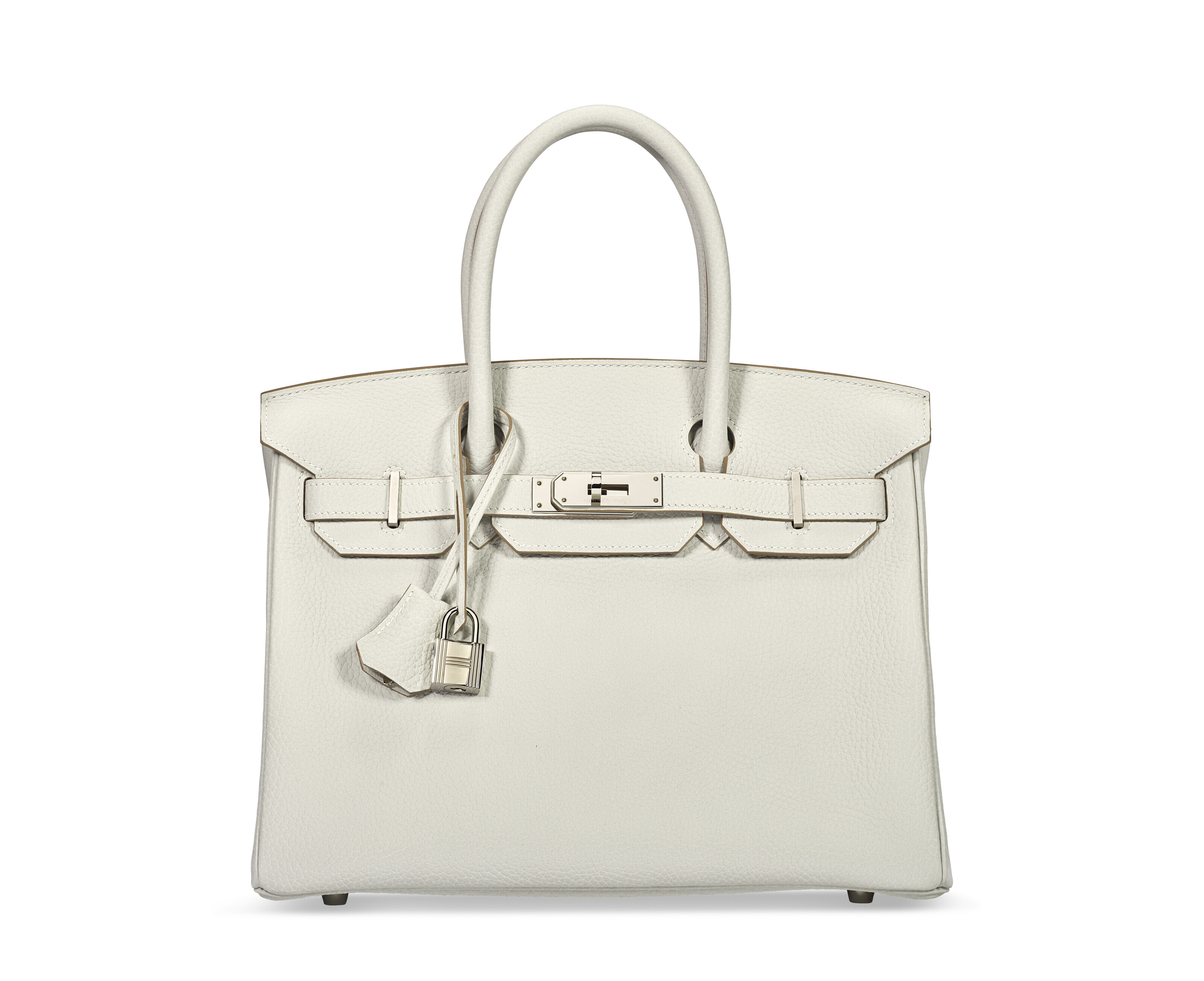 A GRIS PERLE CLÉMENCE LEATHER BIRKIN 30 WITH PALLADIUM HARDWARE, HERMÈS ...