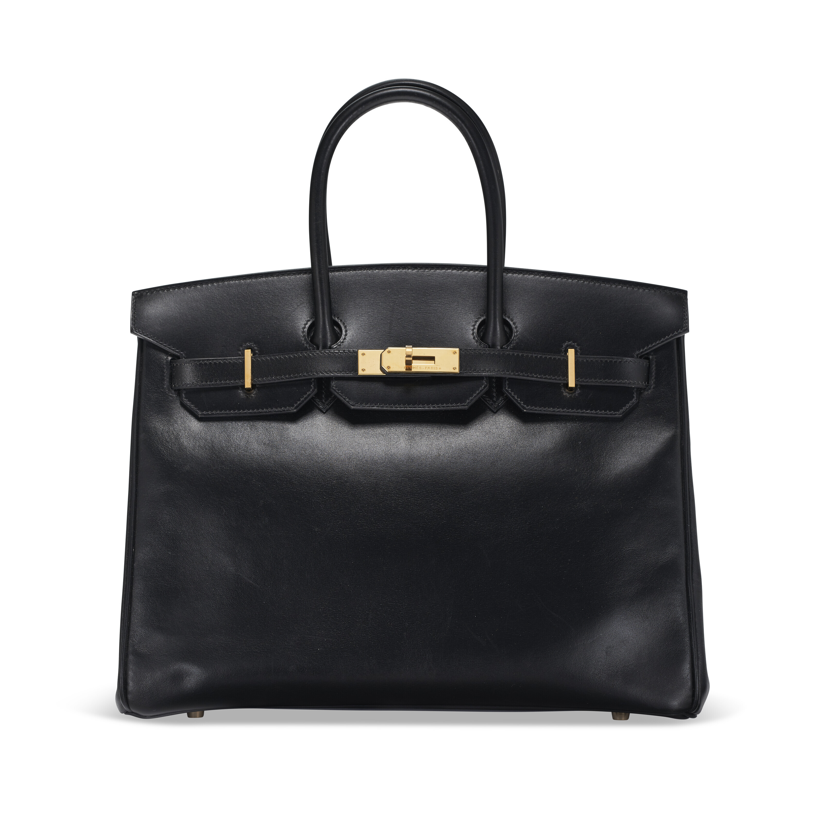 A BLACK CALF BOX LEATHER BIRKIN 35 WITH GOLD HARDWARE, HERMÈS, 2004 ...