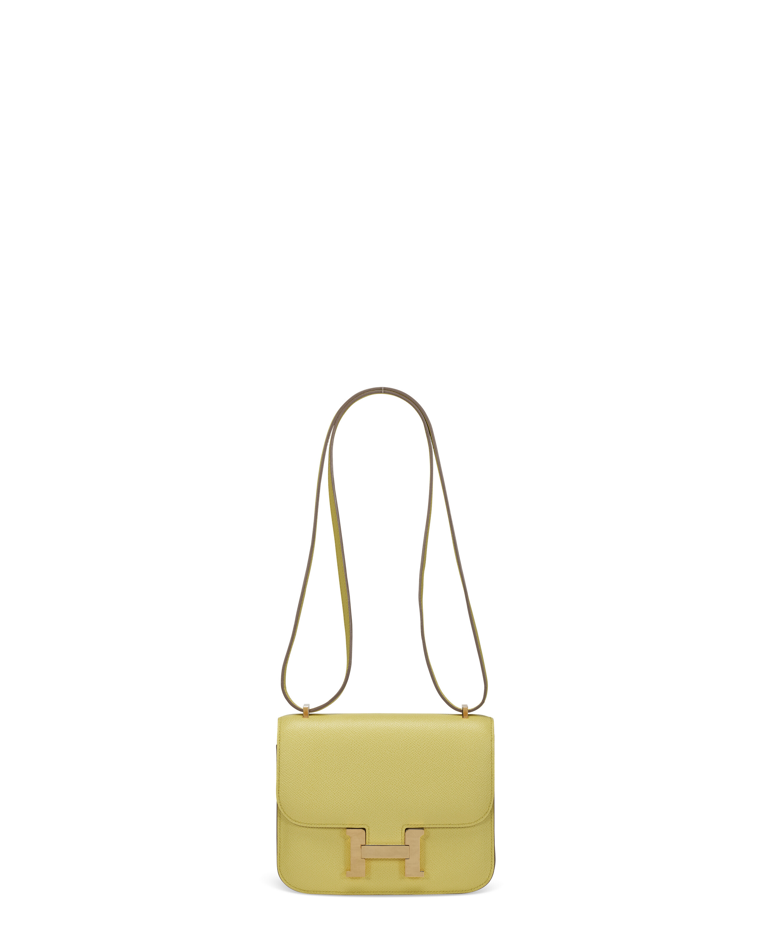 A LIME EPSOM LEATHER MINI CONSTANCE 18 WITH GOLD HARDWARE, HERMÈS, 2013 ...