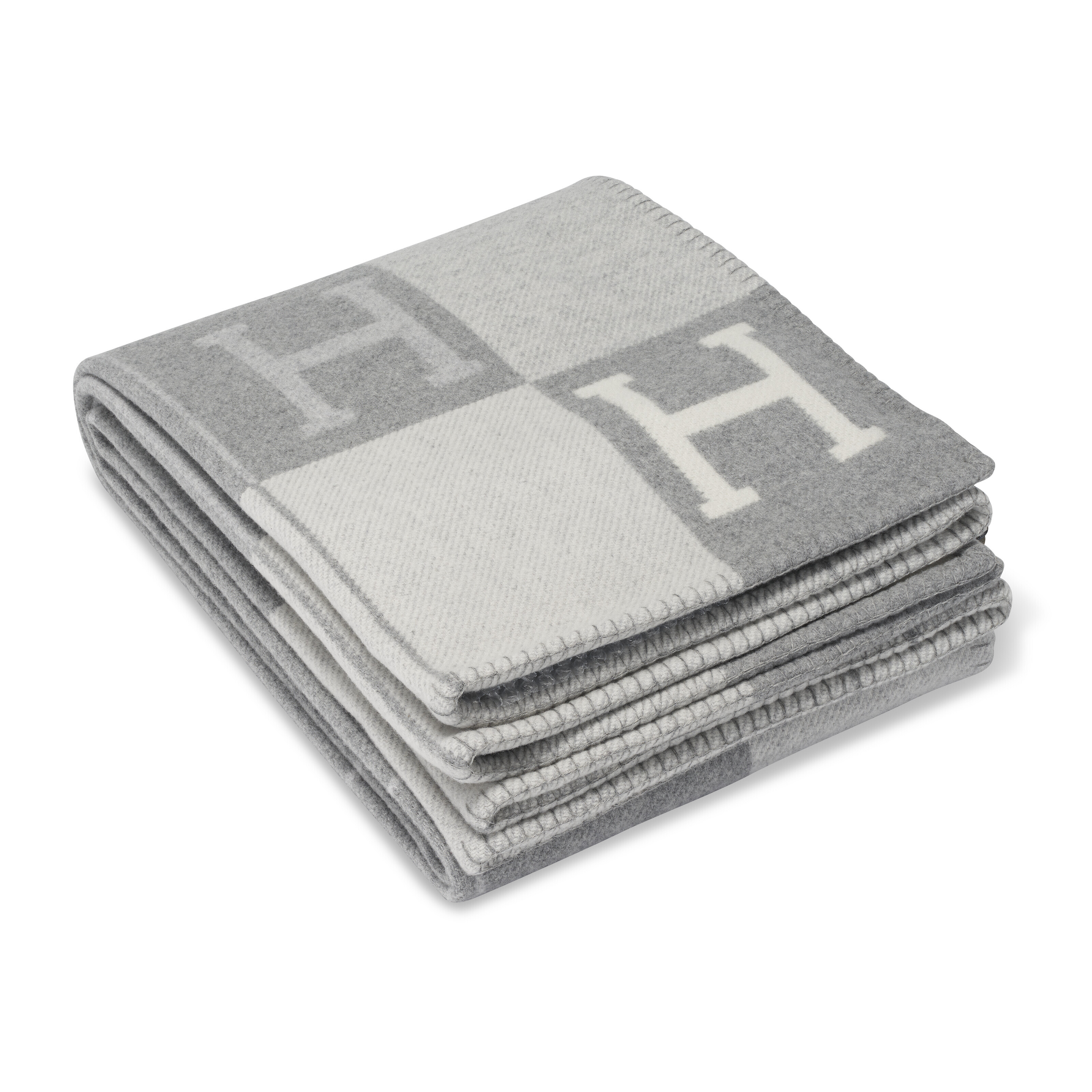 AN ÉCRU & GRIS CLAIR CASHMERE & WOOL AVALON III THROW BLANKET, HERMÈS ...