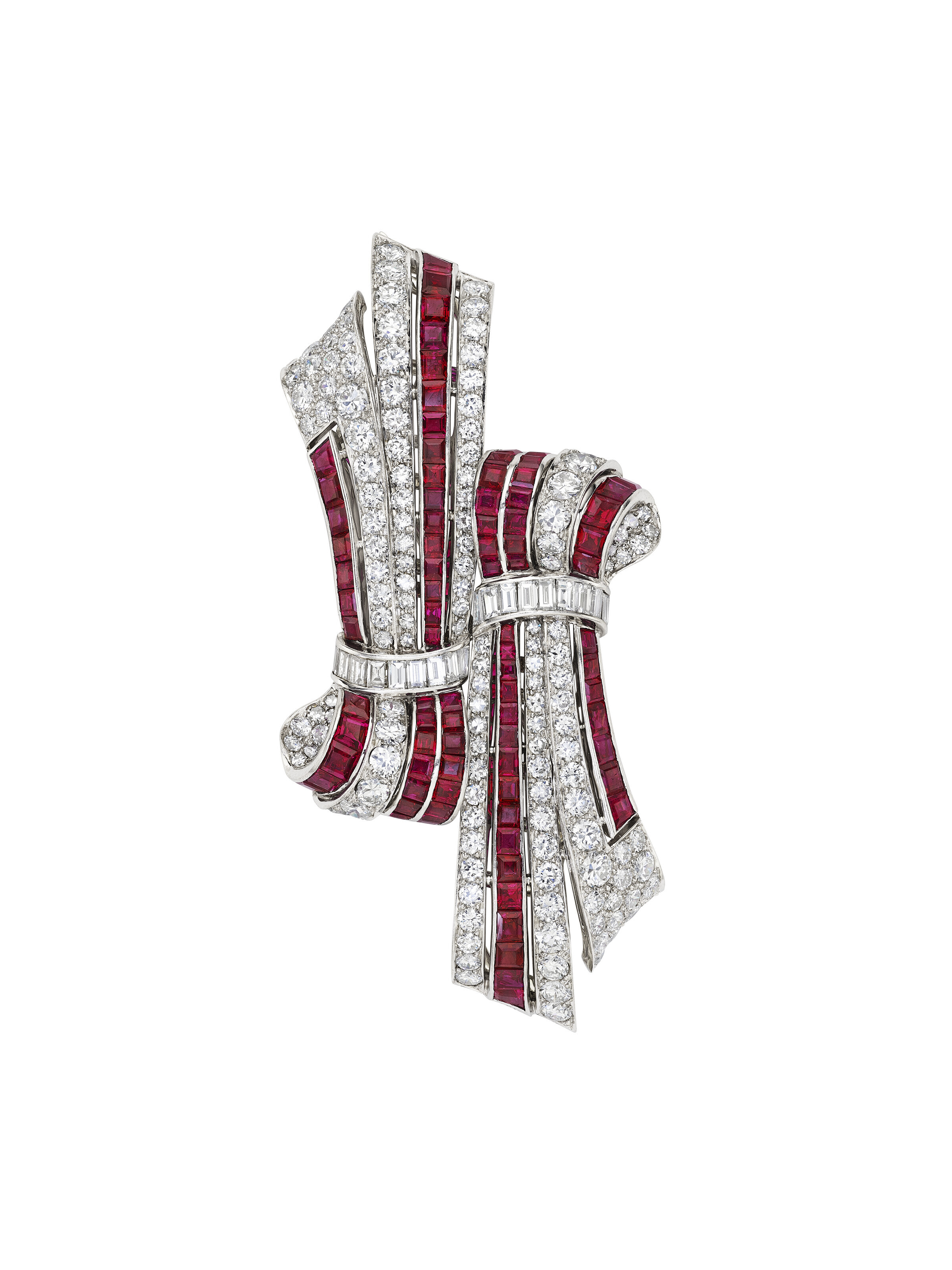 RETRO PAIR OF RUBY AND DIAMOND CLIP-BROOCHES, | Christie’s