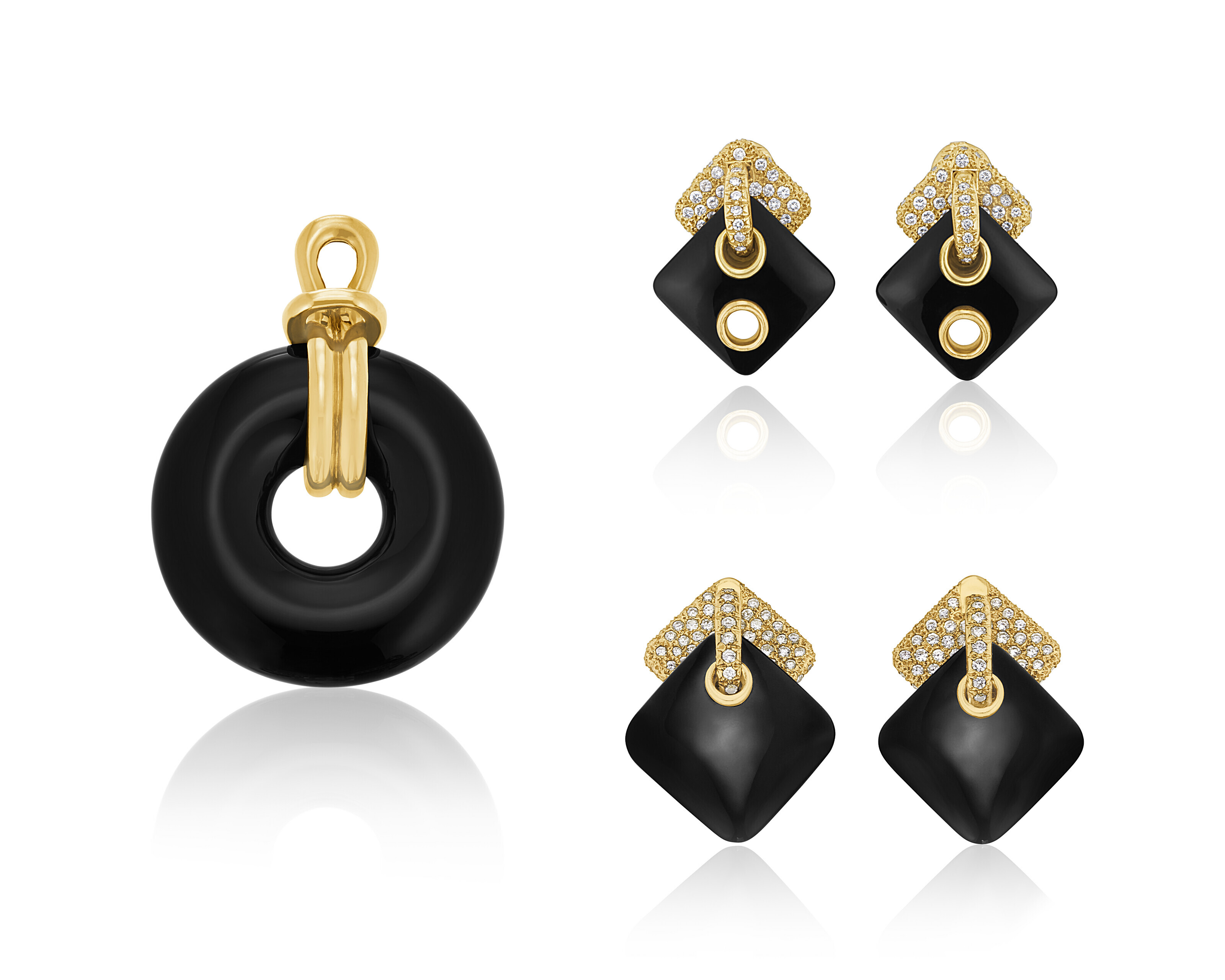 NO RESERVE | ALDO CIPULLO GROUP OF ONYX, DIAMOND AND GOLD JEWELRY ...
