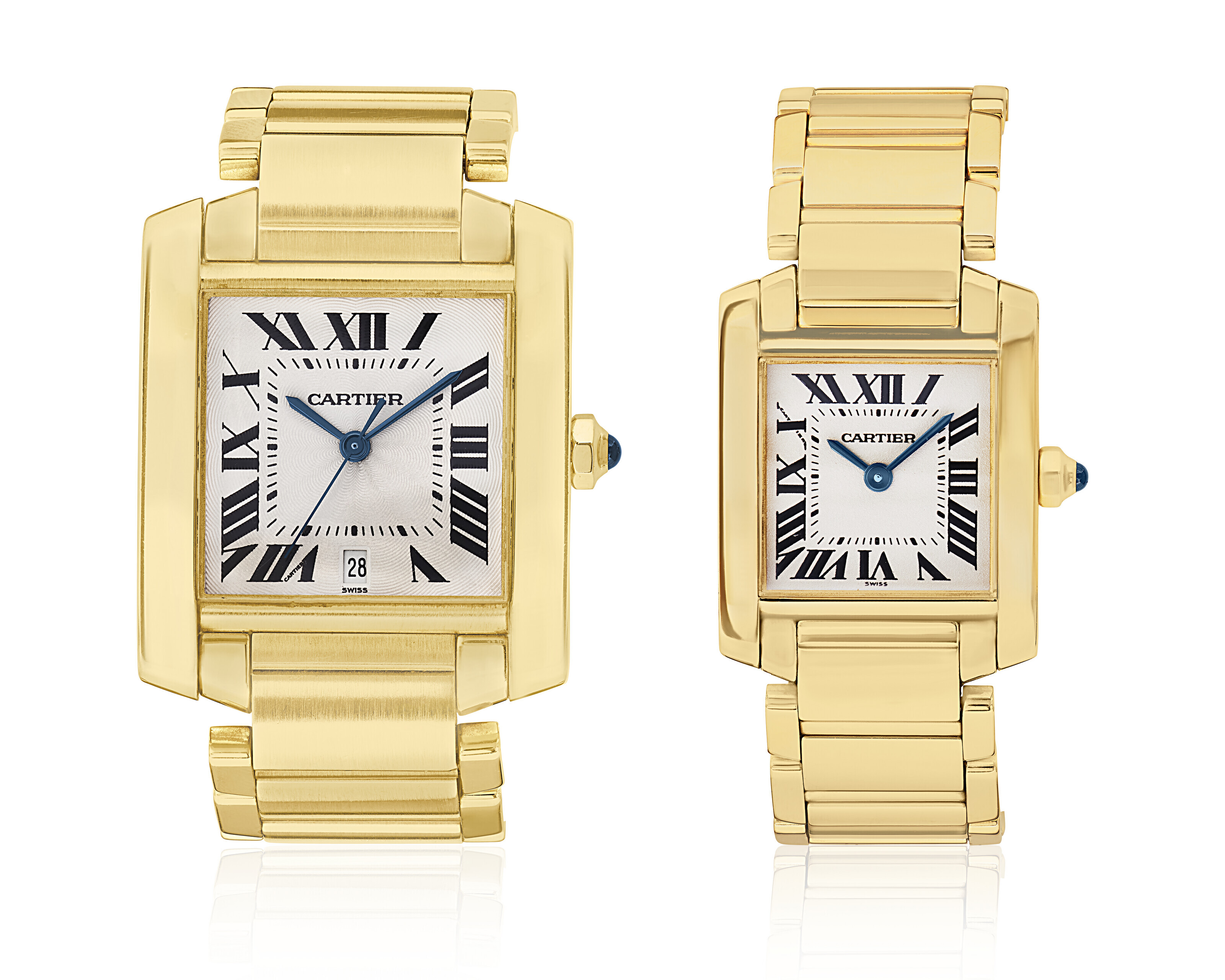 CARTIER TWO GOLD 'TANK FRANÇAISE' WRISTWATCHES, | Christie’s