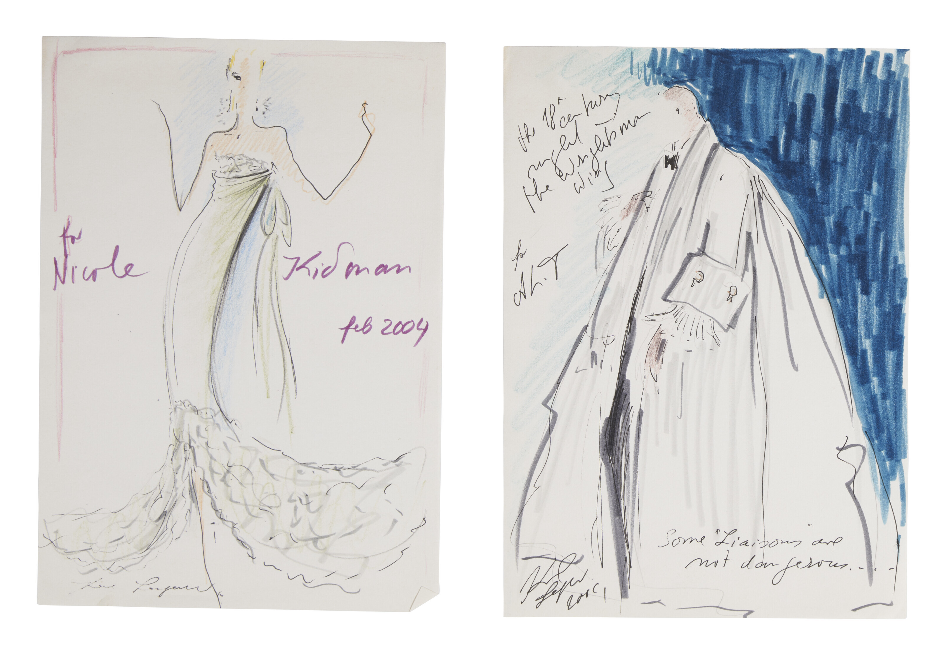 KARL LAGERFELD (1933-2019), Two fashion design sketches | Christie’s