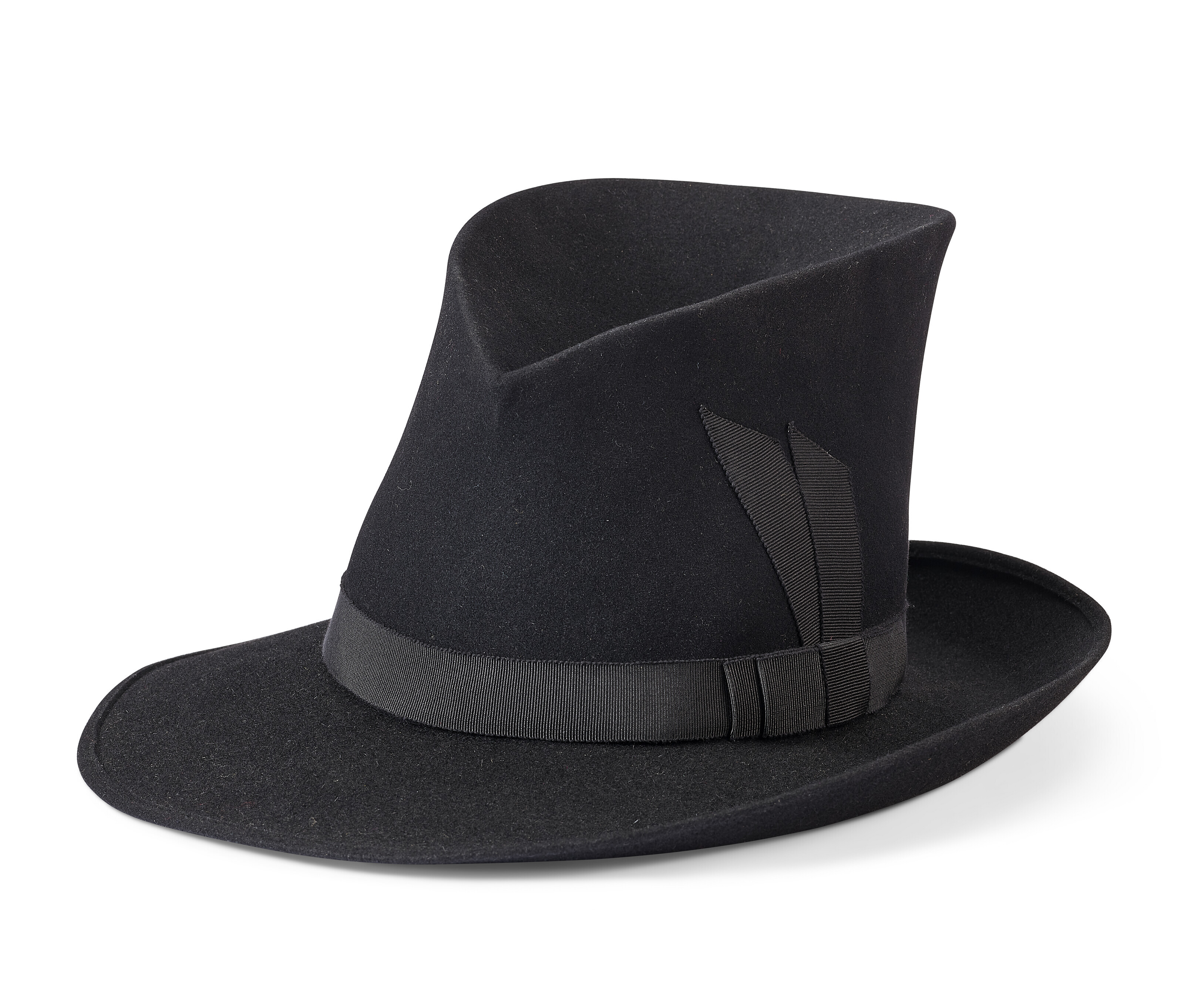 A black wool felt modified stovepipe top hat, PHILIP TREACY, LATE 20TH ...