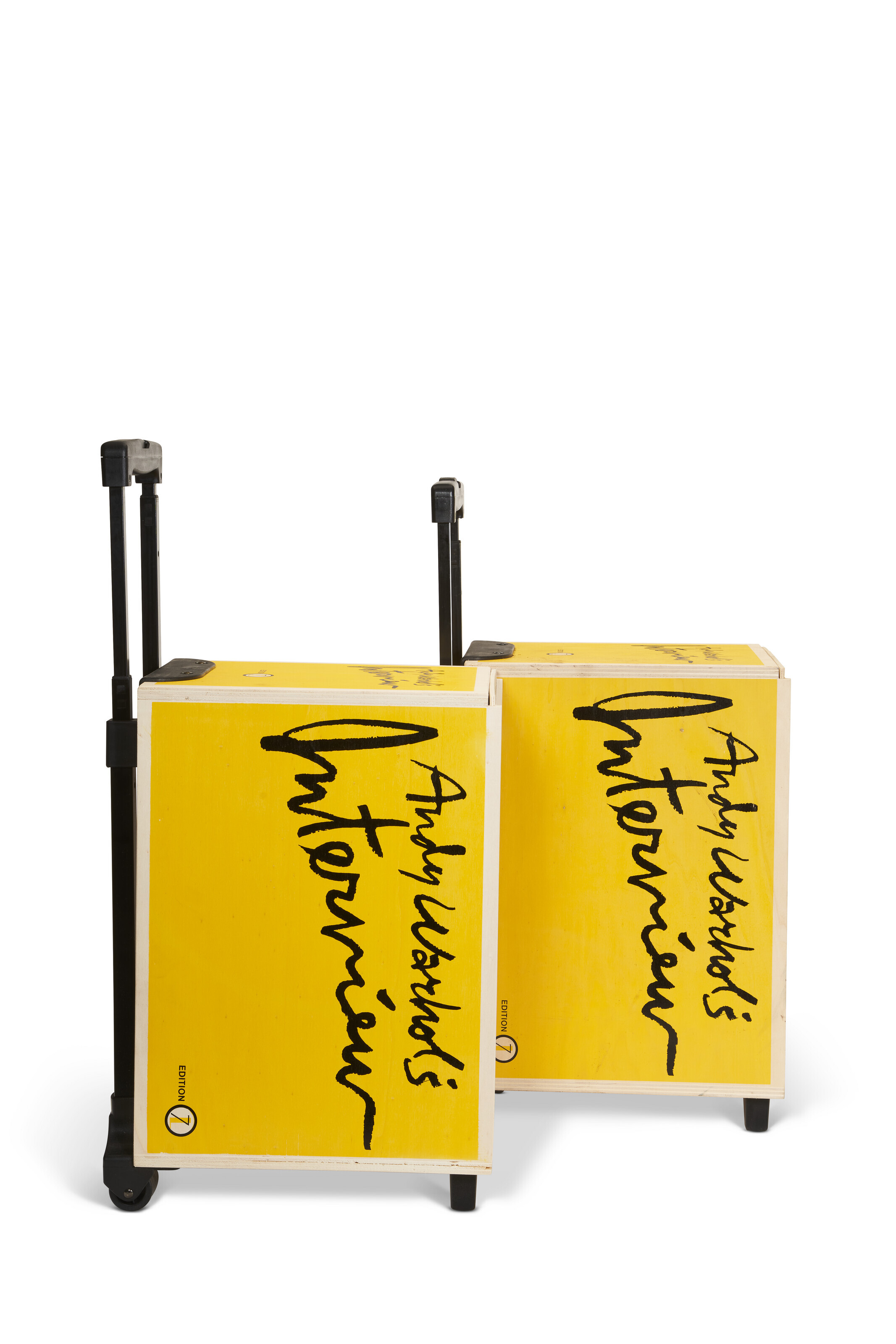 TWO PAINTED WOOD ROLLING MAGAZINE CASES, | Christie’s