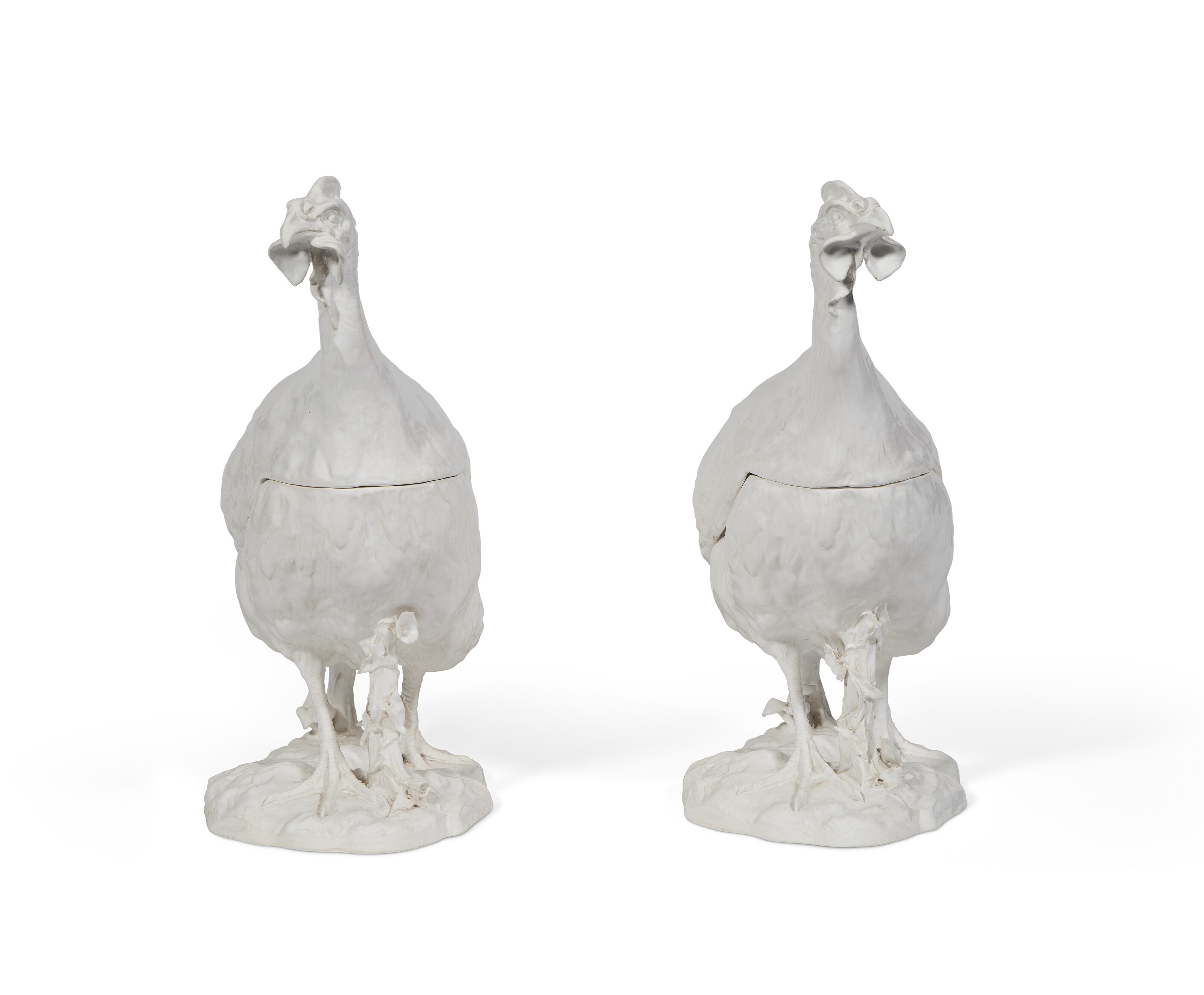 A PAIR OF JEAN-PAUL GOURDON CERAMIC TURKEY-FORM TUREENS AND COVERS ...