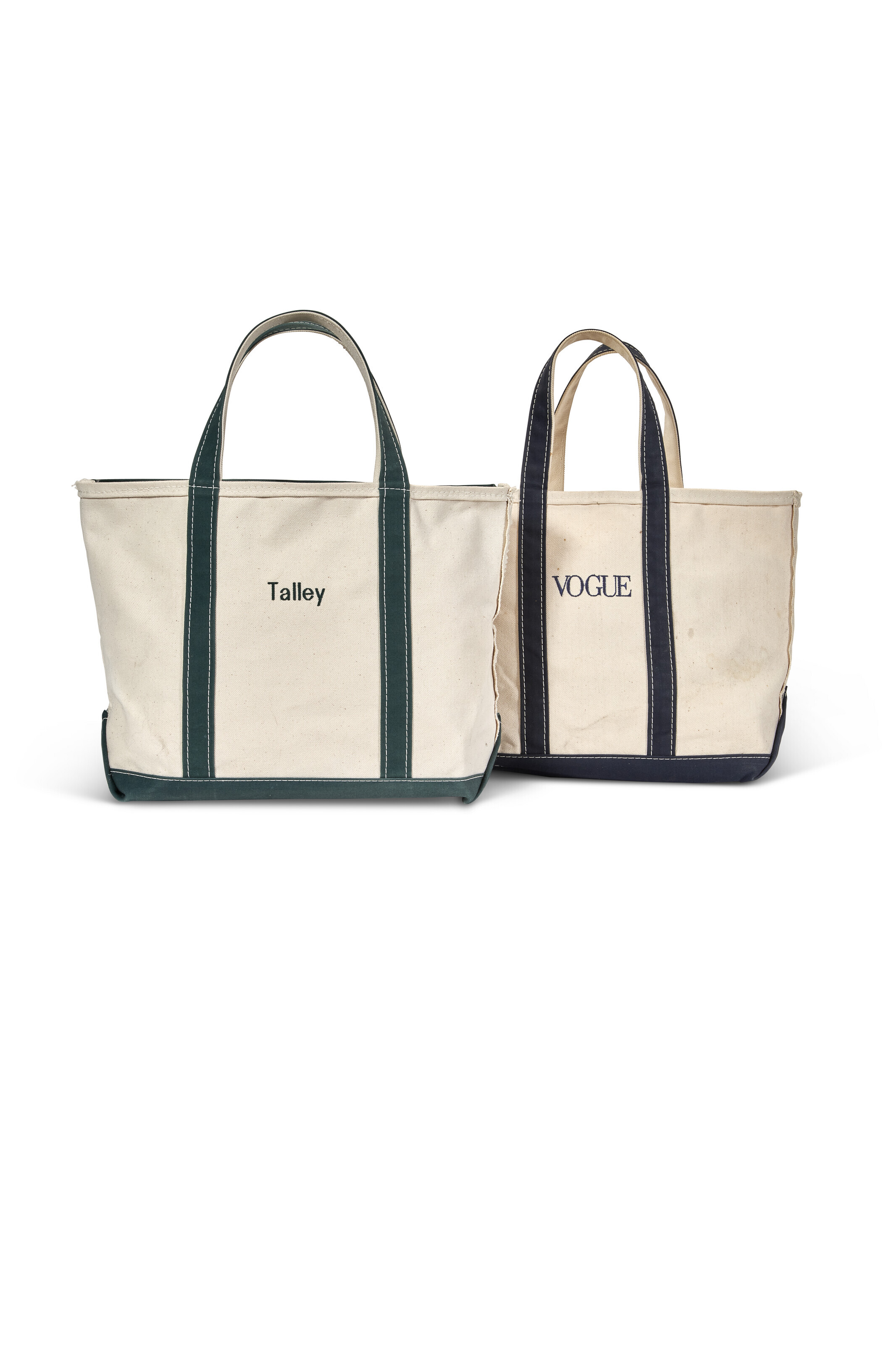 A PAIR OF BLUE & GREEN CANVAS TOTE BAGS, L.L. BEAN, CIRCA 2010 | Christie’s