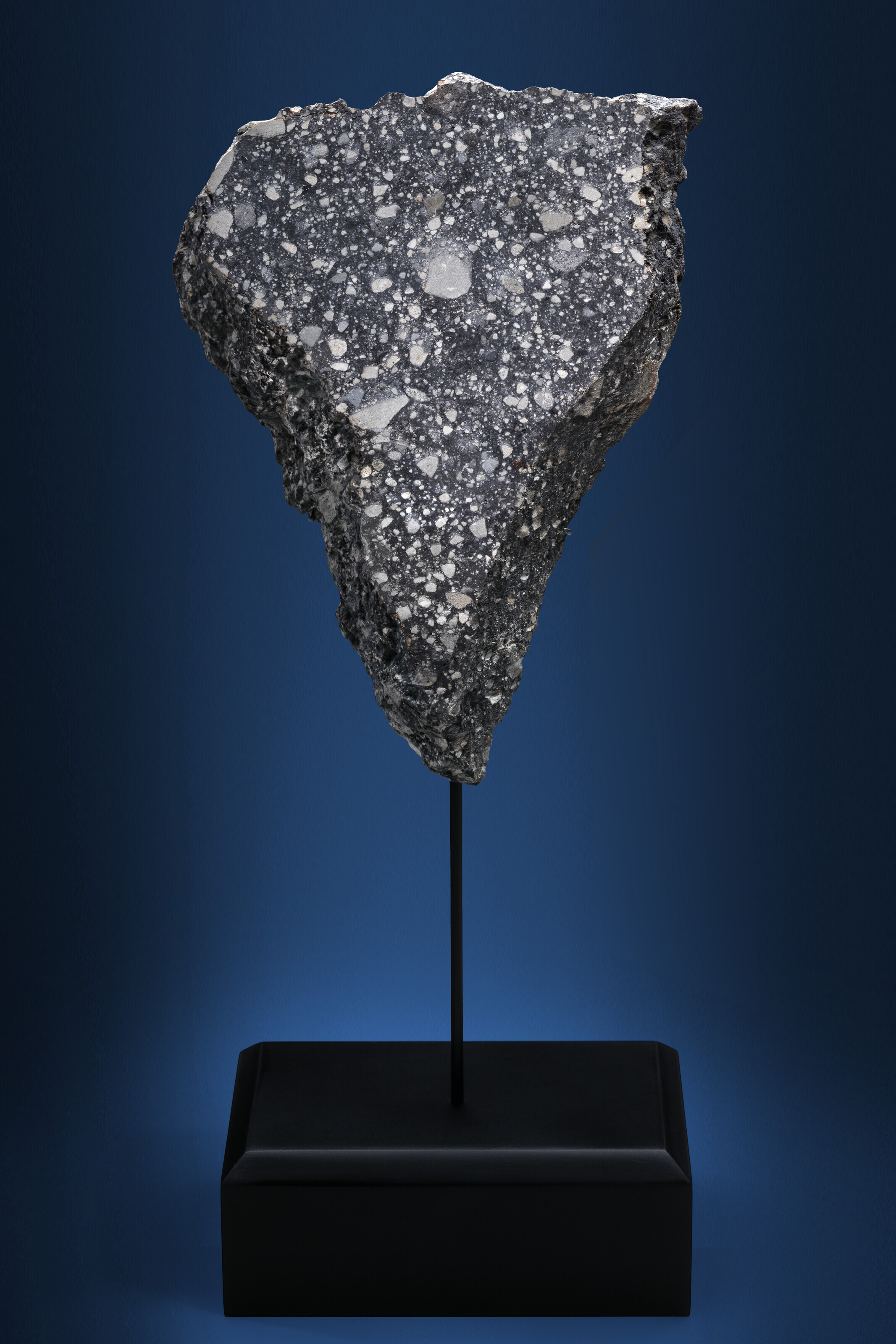 TRIANGULAR SPECIMEN OF THE MOON — LARGE END PIECE REVEALS INTERIOR AND ...