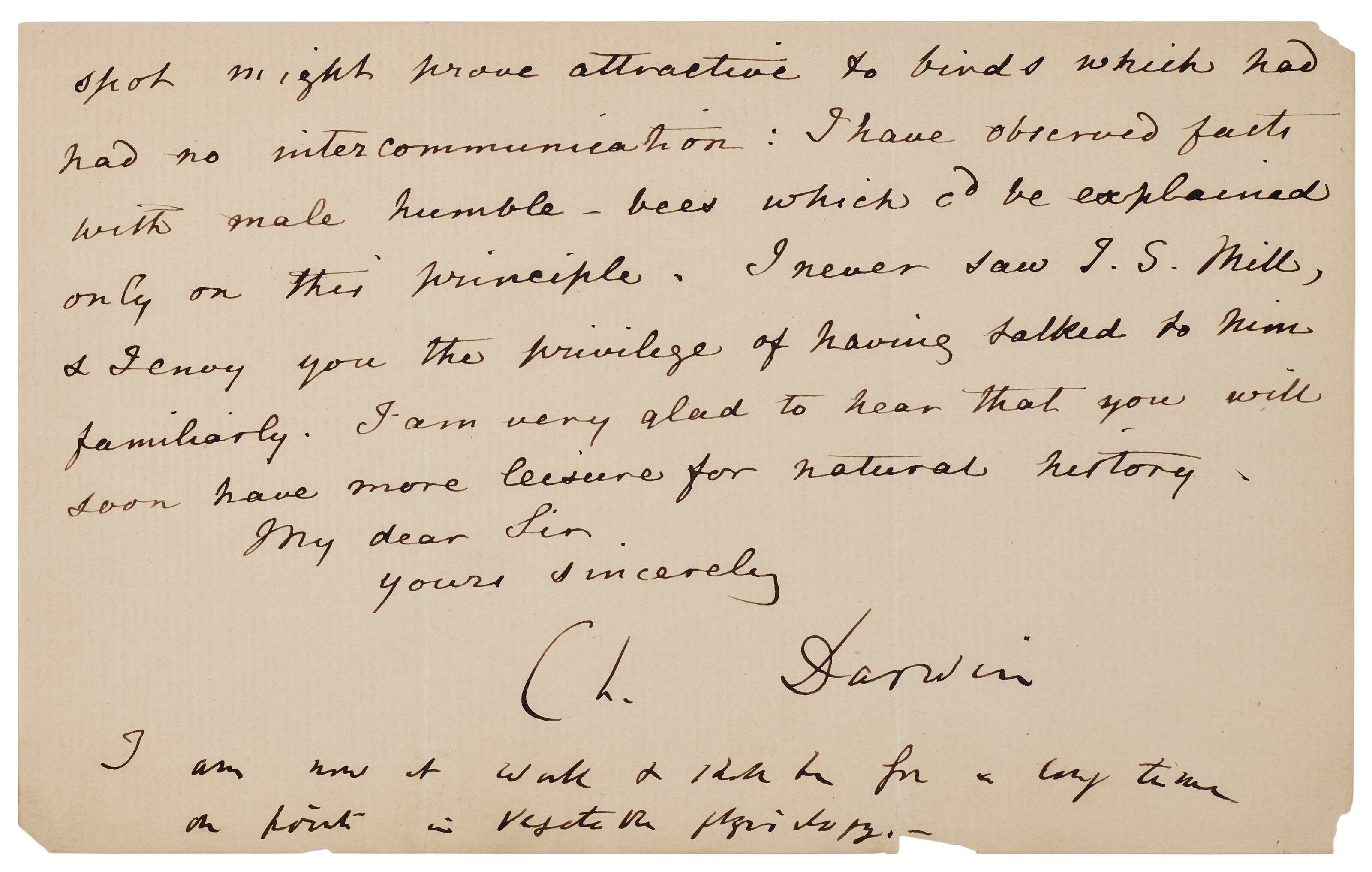 On the nesting habits of birds, Charles Darwin, 1873 | Christie’s