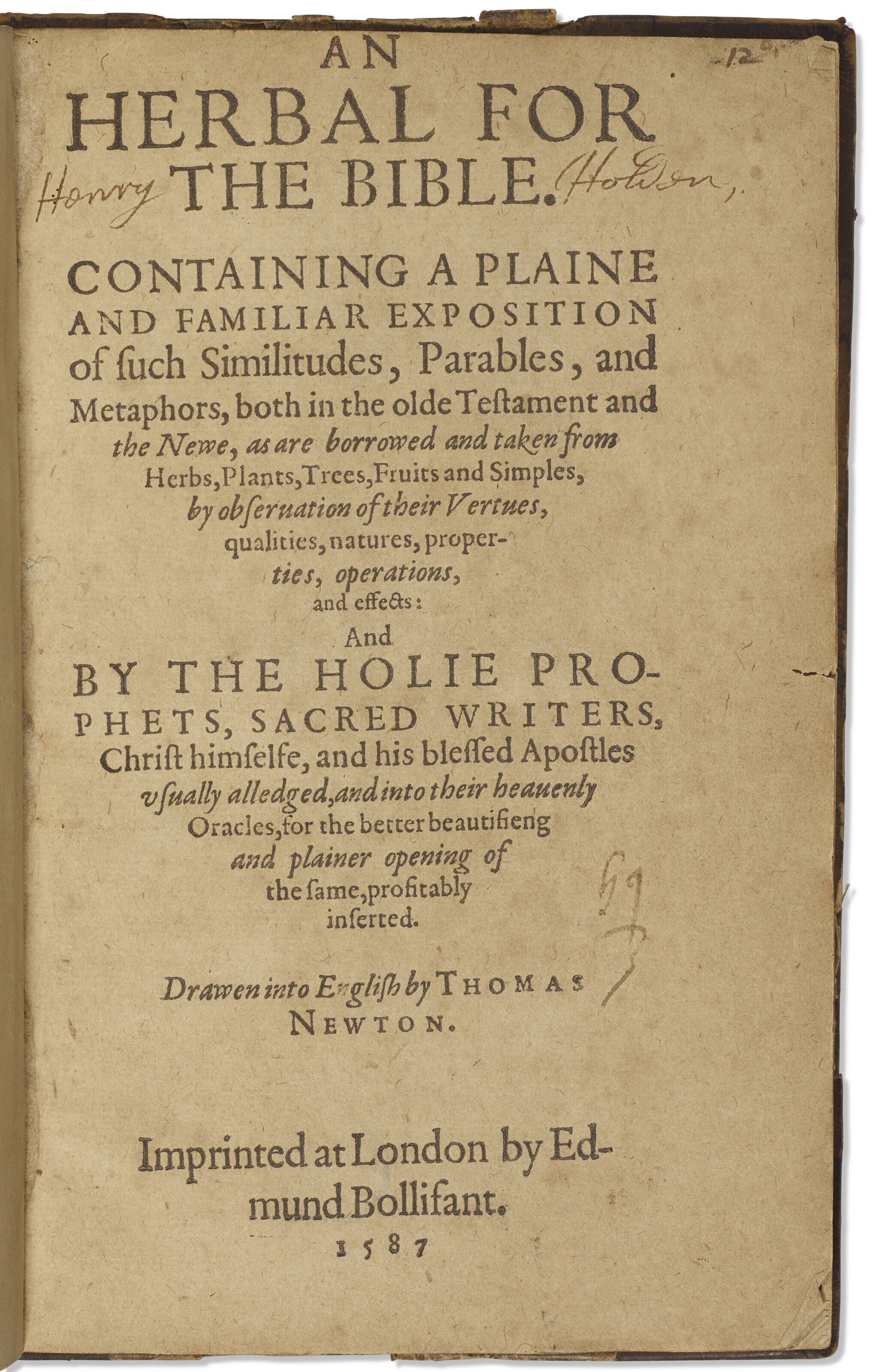 An Herbal for the Bible, Levinus Lemnius, 1587 | Christie’s