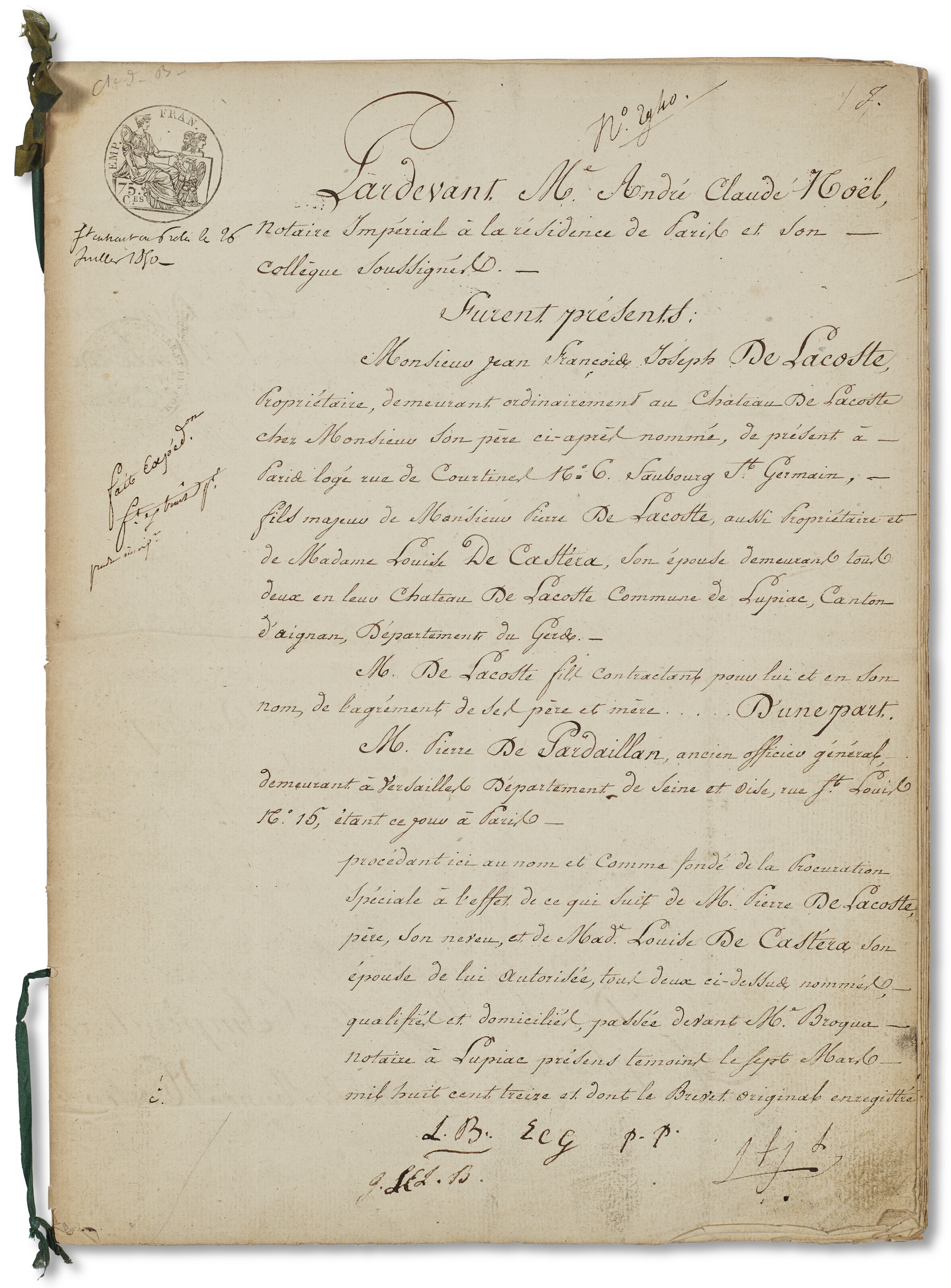 An elaborate marriage contract, Josephine, Empress of France, 1 April ...