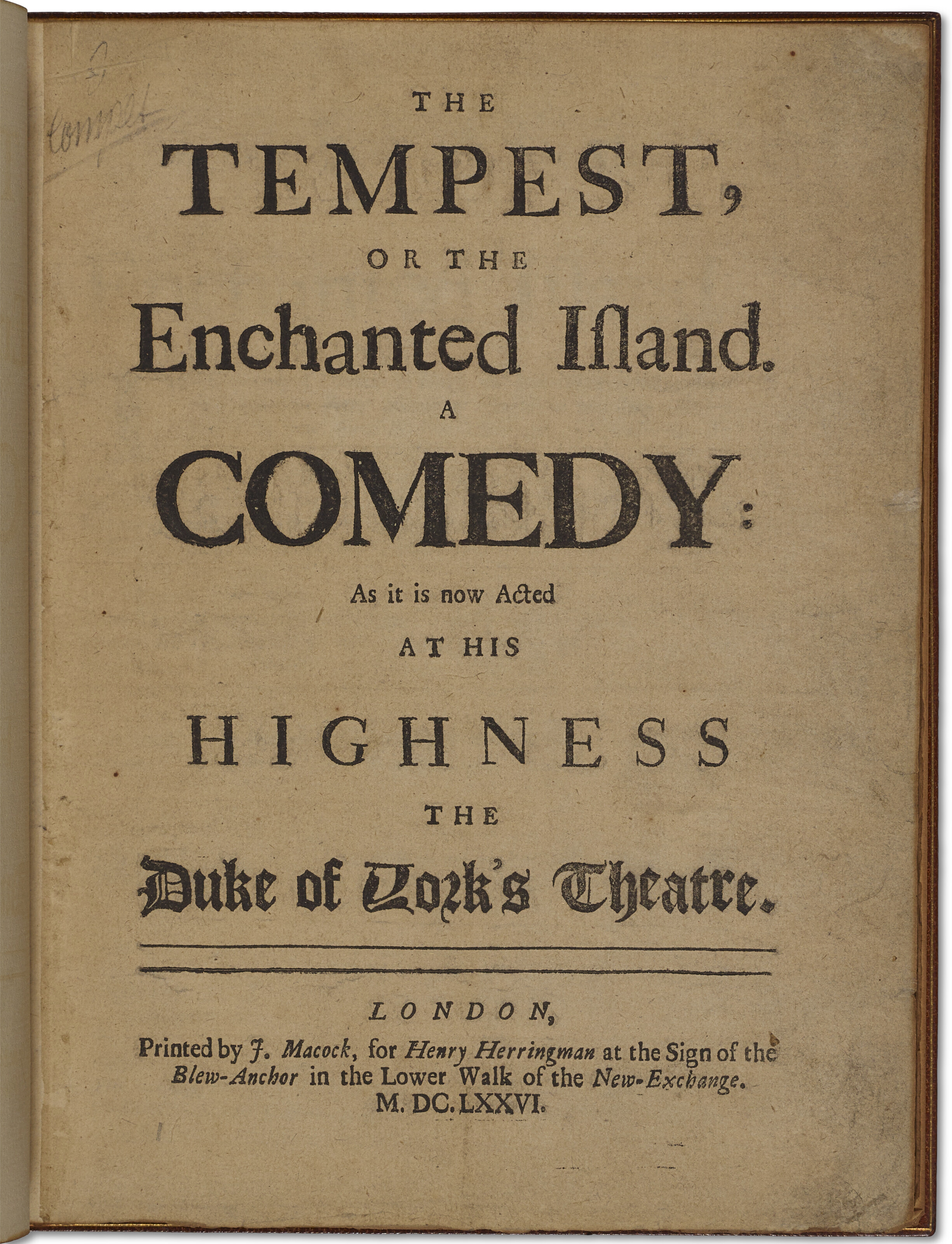 The Tempest, Davenant and Dryden’s adaptation, 1676 | Christie’s