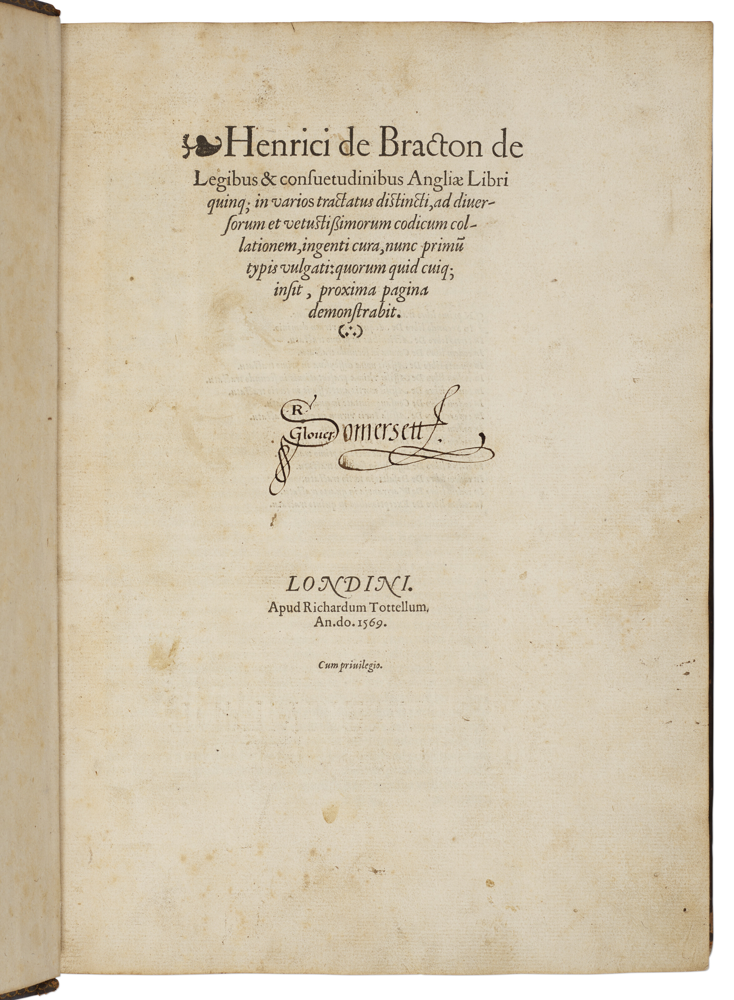 Legibus & consuetudinibus Angliae, Henry of Bracton, 1569 | Christie’s
