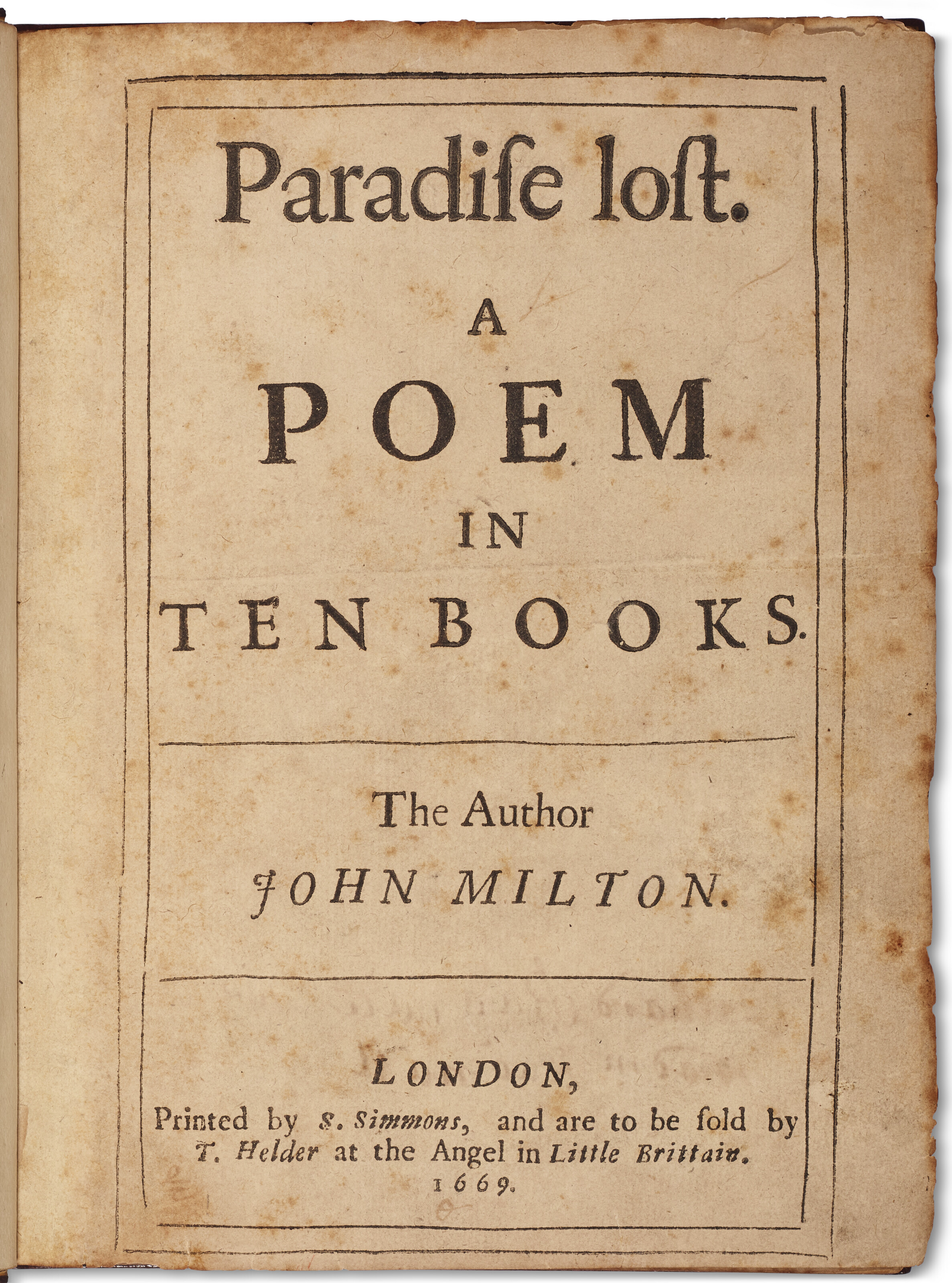 Paradise Lost, John Milton, 1669 | Christie’s