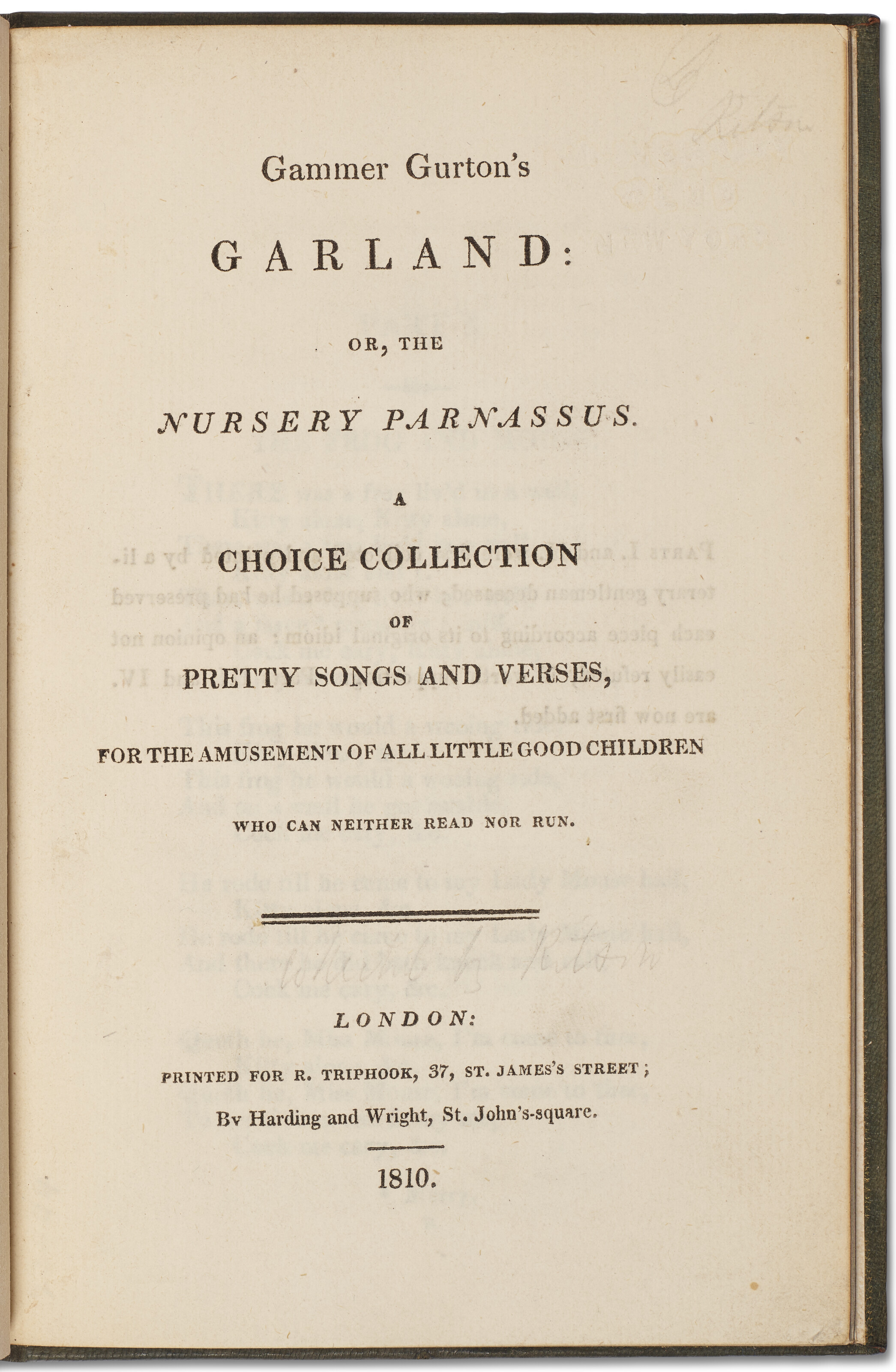 Gammer Gurton's Garland, Or the Nursery Parnassus, 1810 | Christie’s
