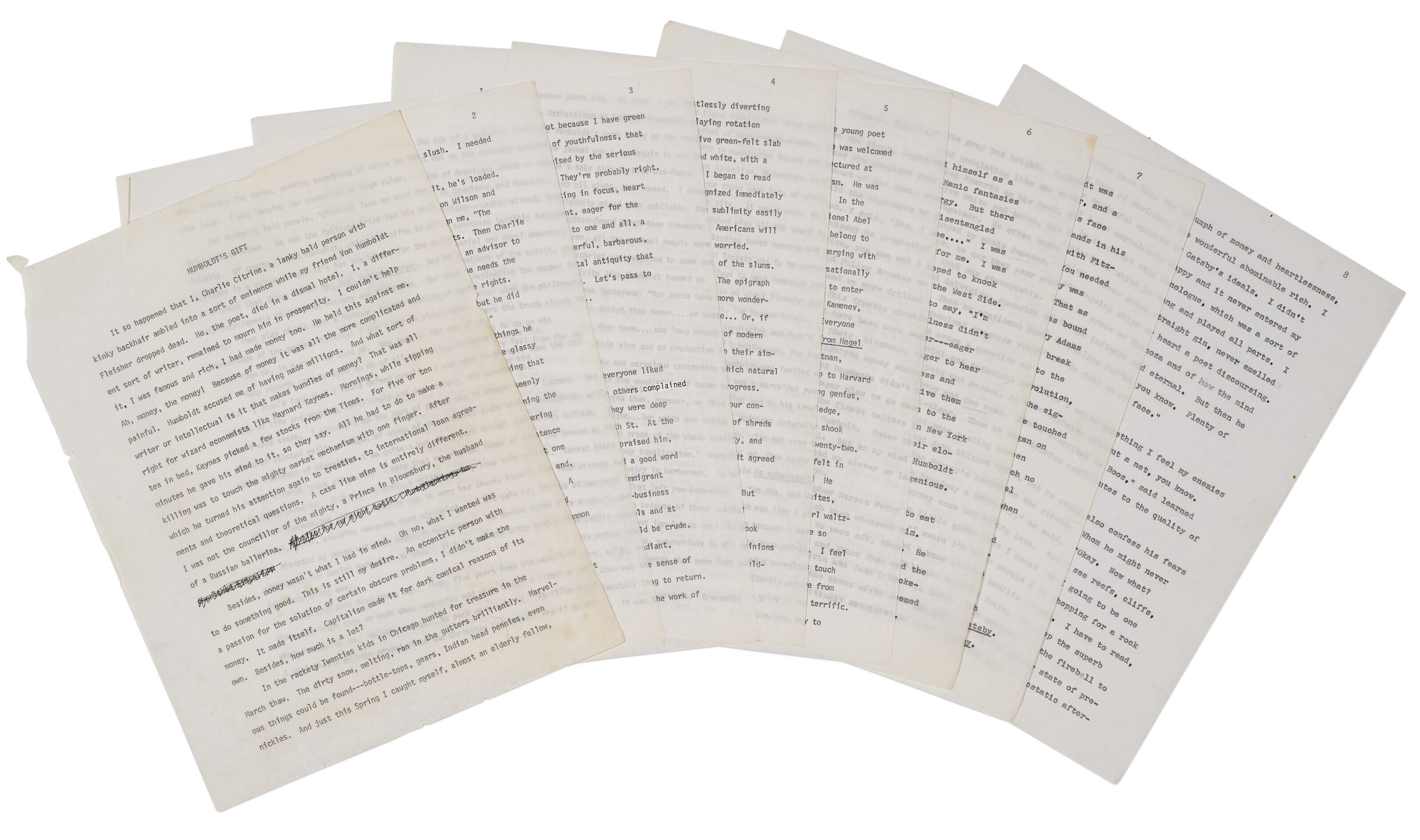 Humboldt's Gift, Saul Bellow, annotated draft | Christie’s