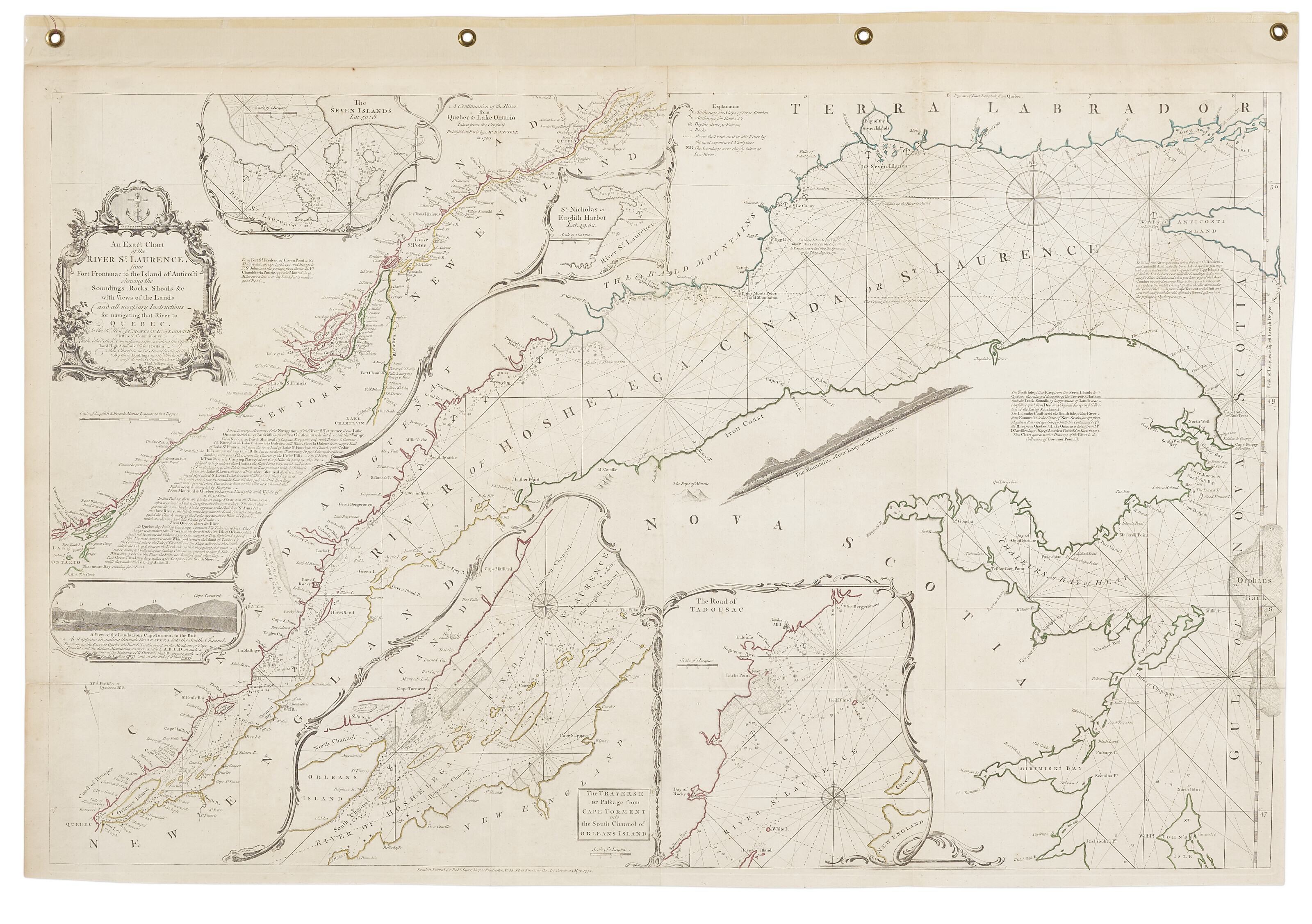 An Exact Chart Of the River St. Lawrence, Thomas Jeffreys, 1775 ...