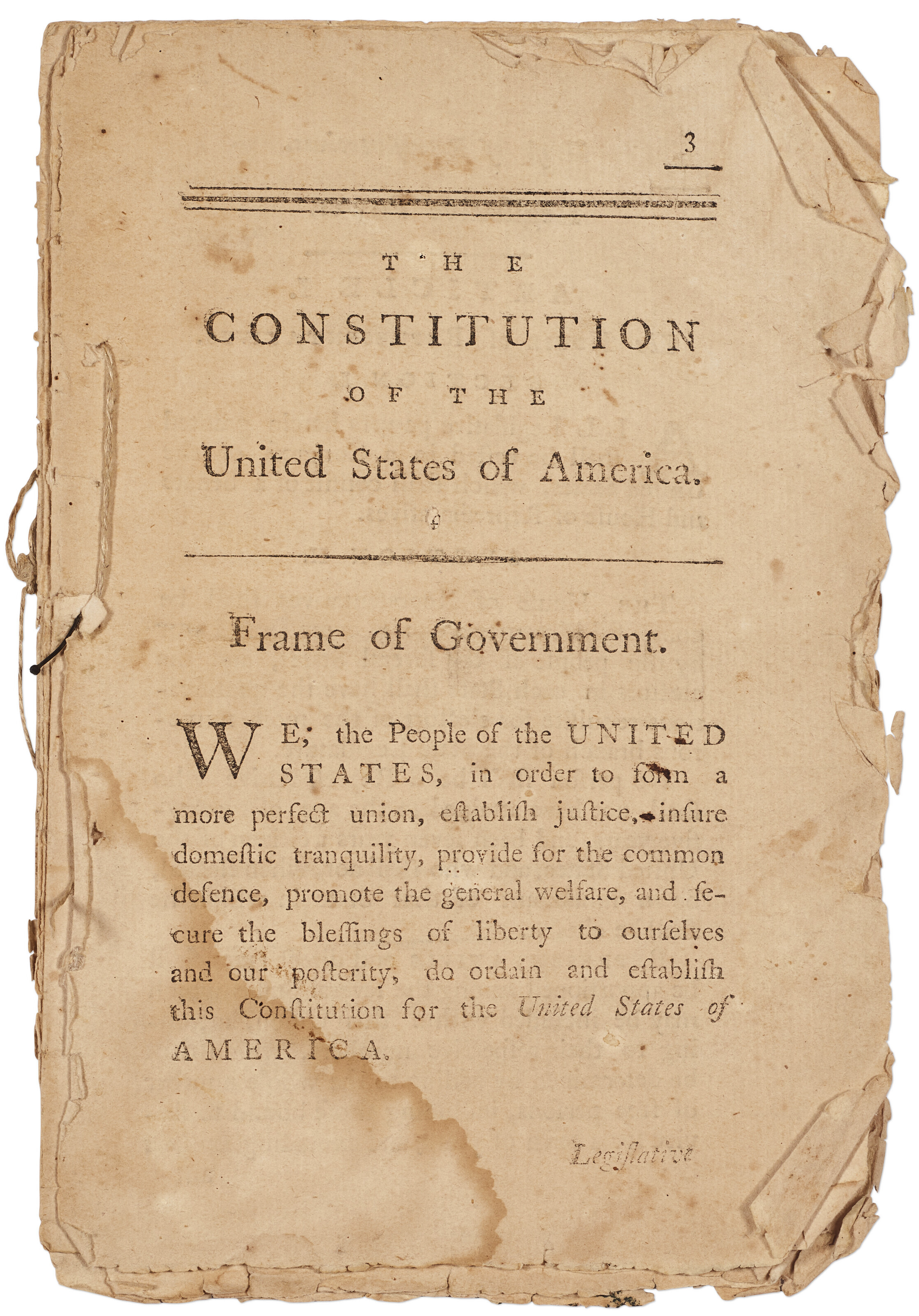 The first official printing of the Constitution in Massachusetts ...