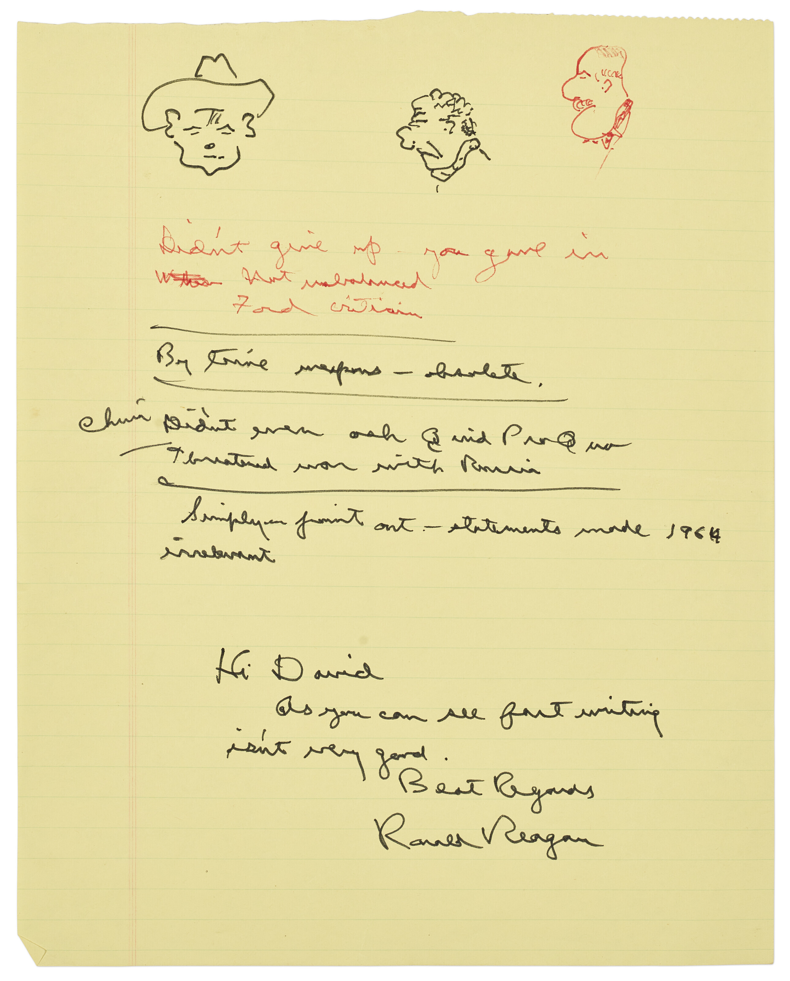 Preparation notes for his debate against Jimmy Carter, Ronald Reagan ...