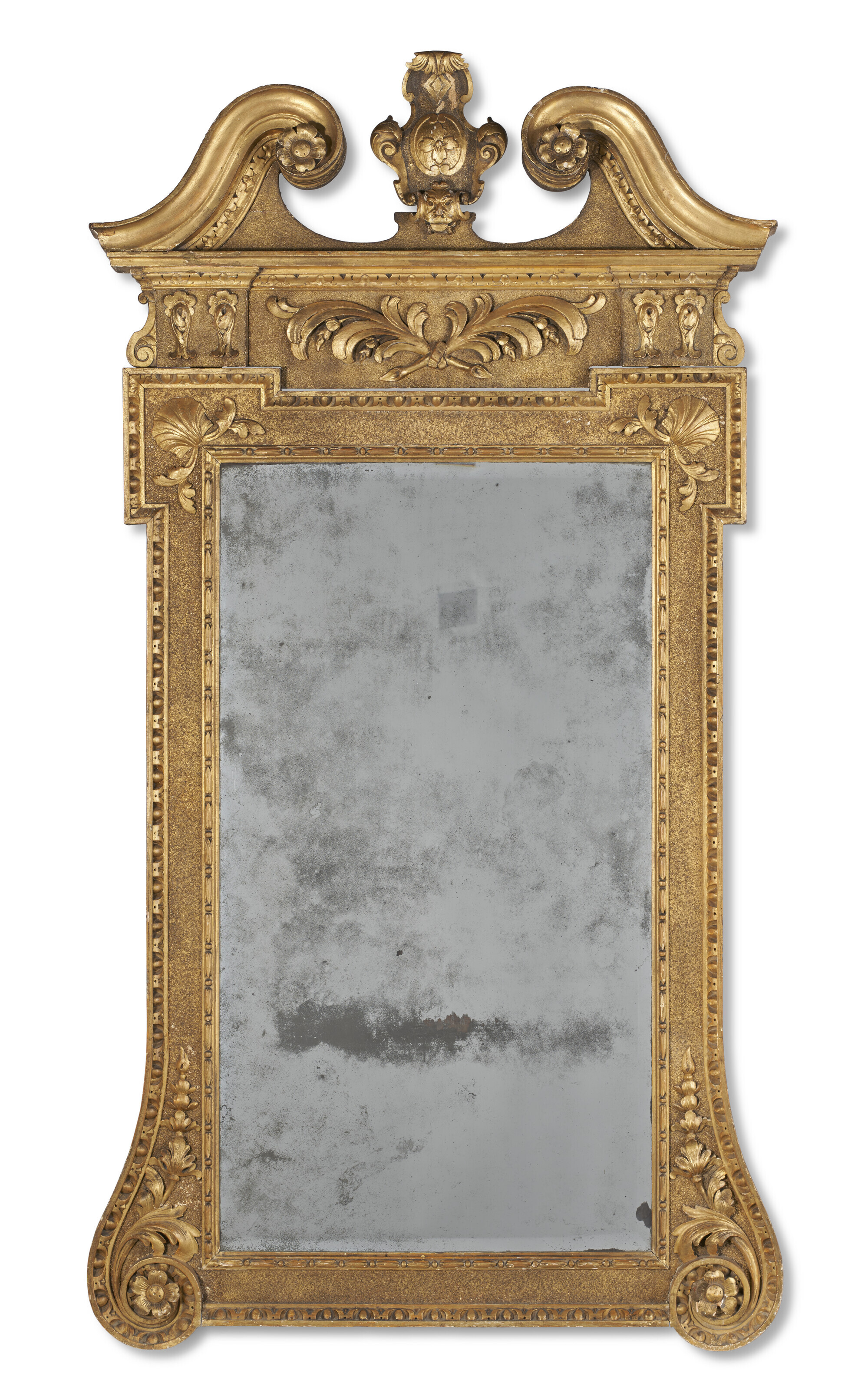 A GEORGE II GILTWOOD AND GILT-GESSO MIRROR, IN THE MANNER OF WILLIAM ...