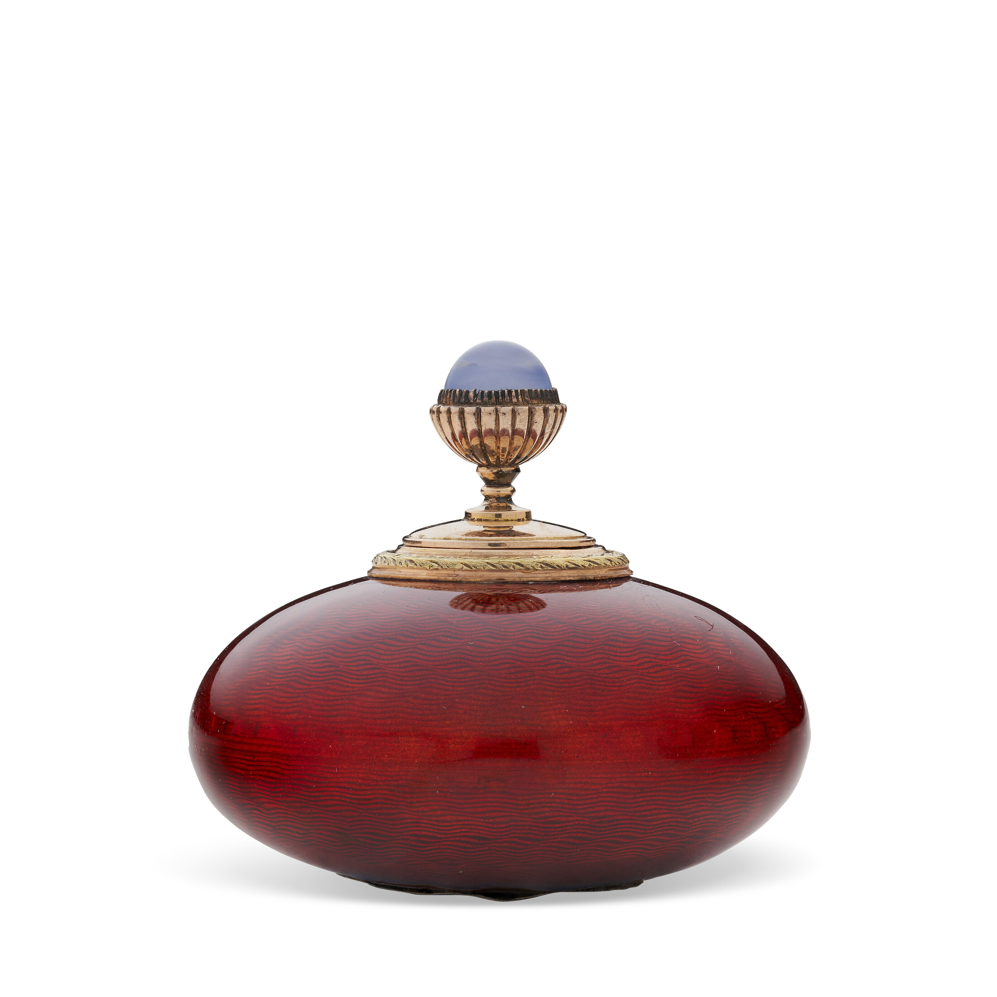 A GEM-SET AND GUILLOCHÉ ENAMEL TWO-COLOUR GOLD-MOUNTED GUM POT, BY ...