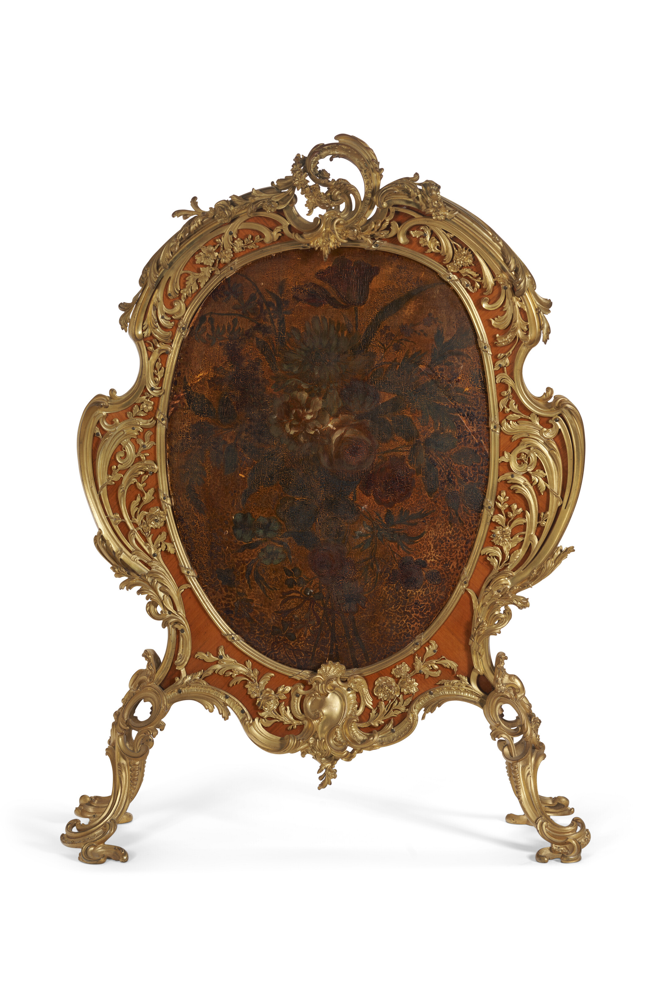 A FRENCH ORMOLU AND TULIPWOOD FIRE SCREEN, ATTRIBUTED TO MAISON MILLET ...