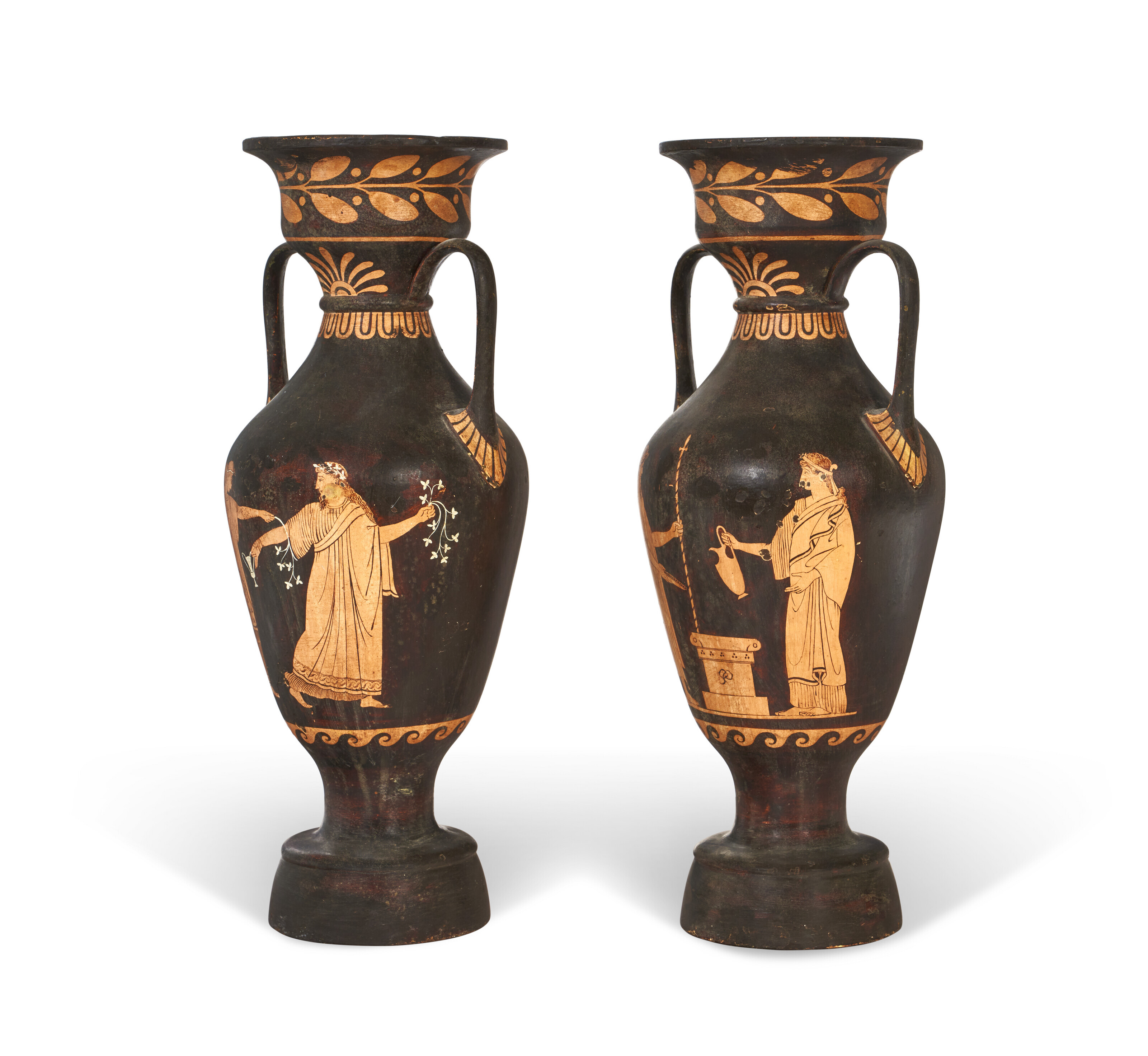 A PAIR OF CAST-IRON TWIN-HANDLED VASES, POSSIBLY BERLIN, SECOND HALF ...