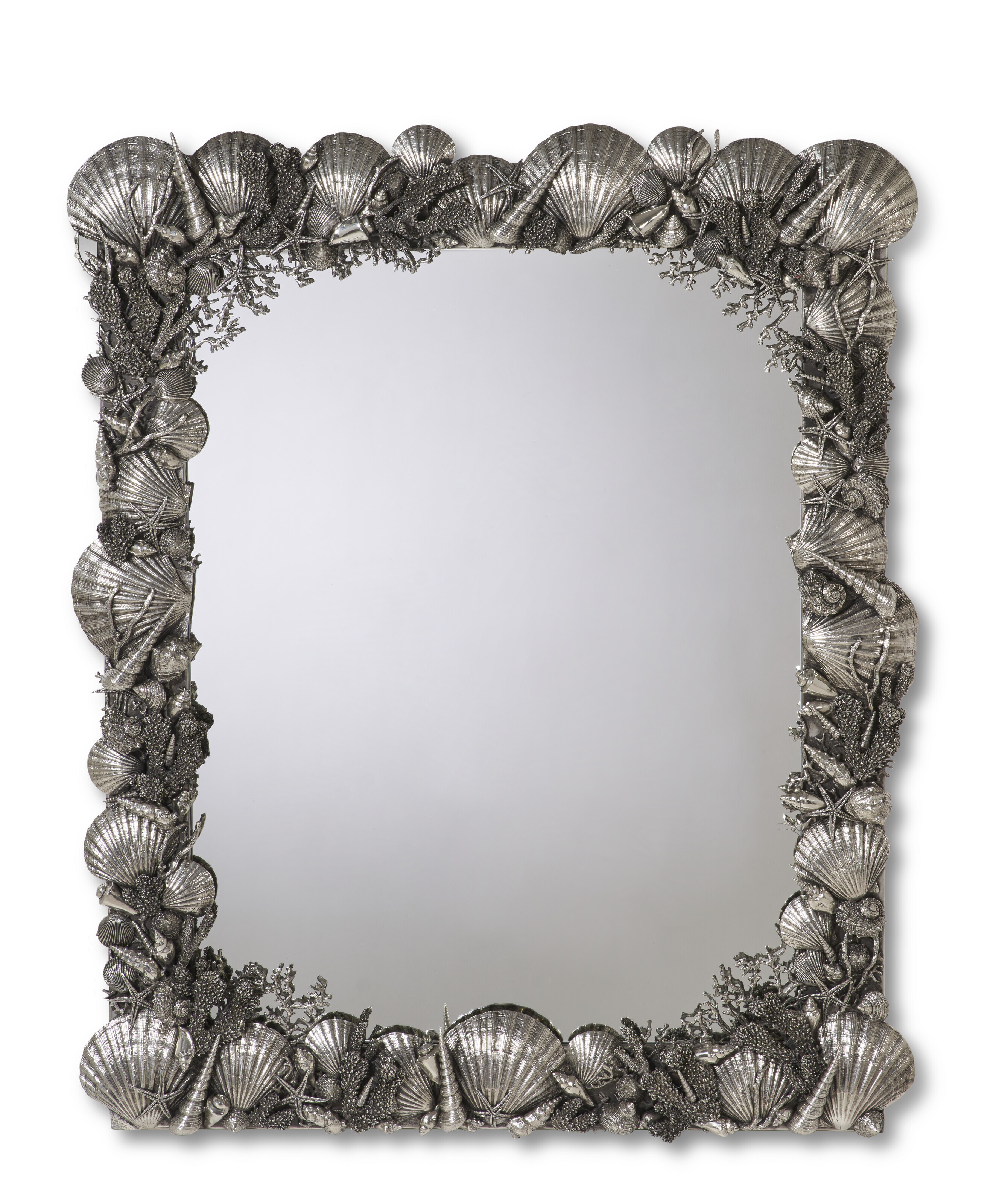 A PAIR OF ITALIAN SILVER-PLATED SHELL-FORM MIRRORS, 20TH CENTURY ...