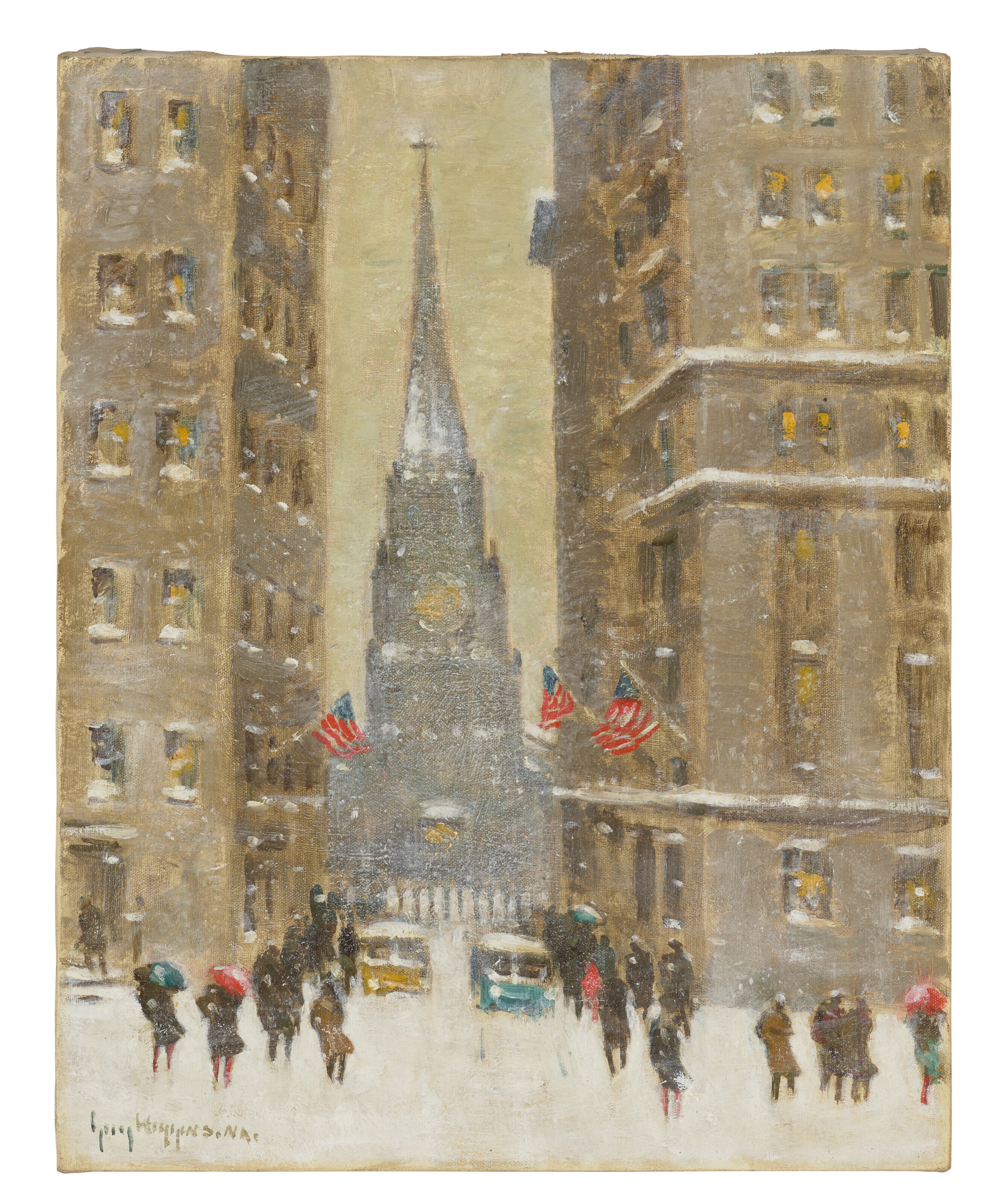 Guy Carleton Wiggins (American, 1883-1962), Old Trinity at Wall St. in ...