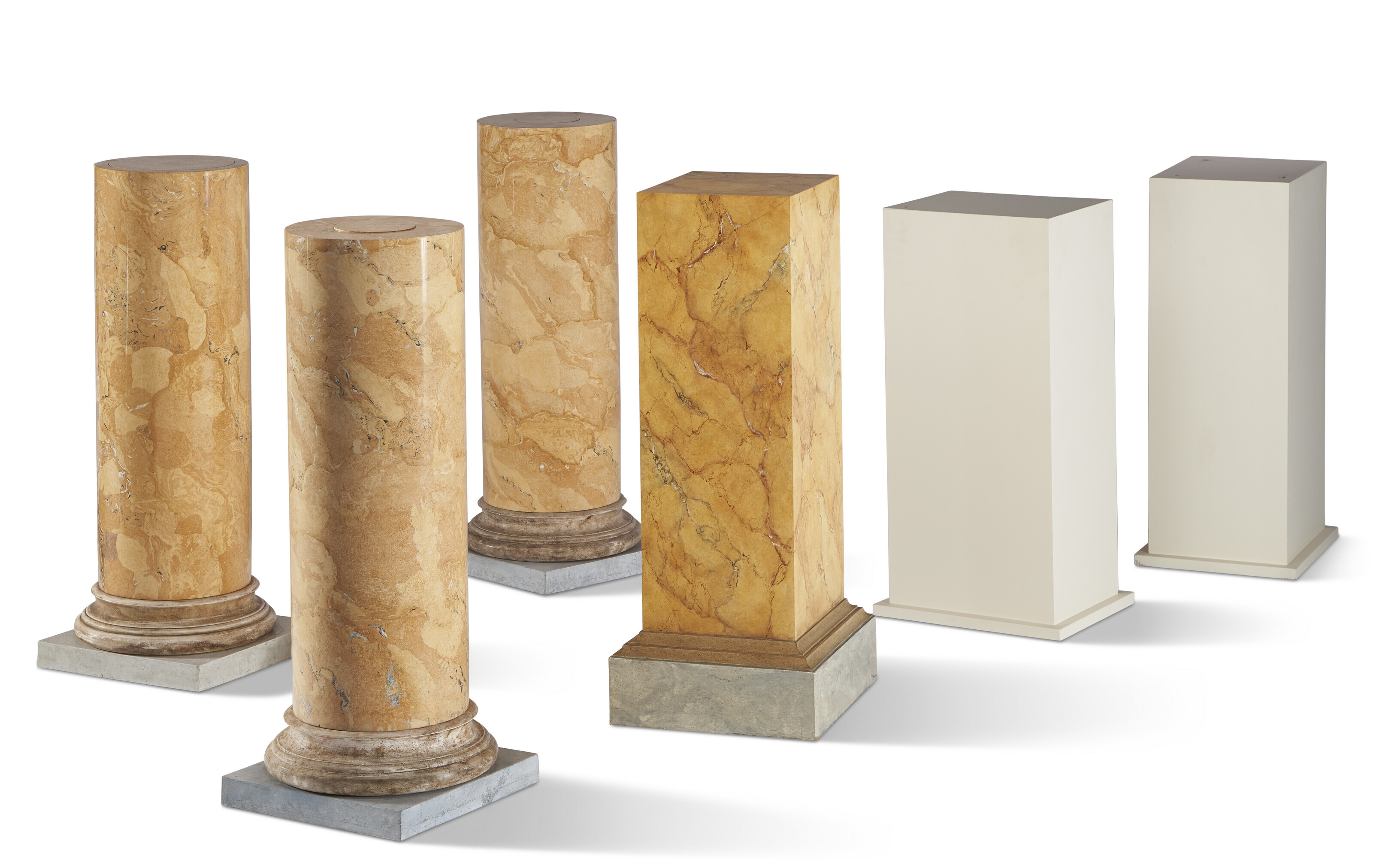 A GROUP OF FOUR FAUX MARBLE PEDESTALS, MODERN | Christie’s