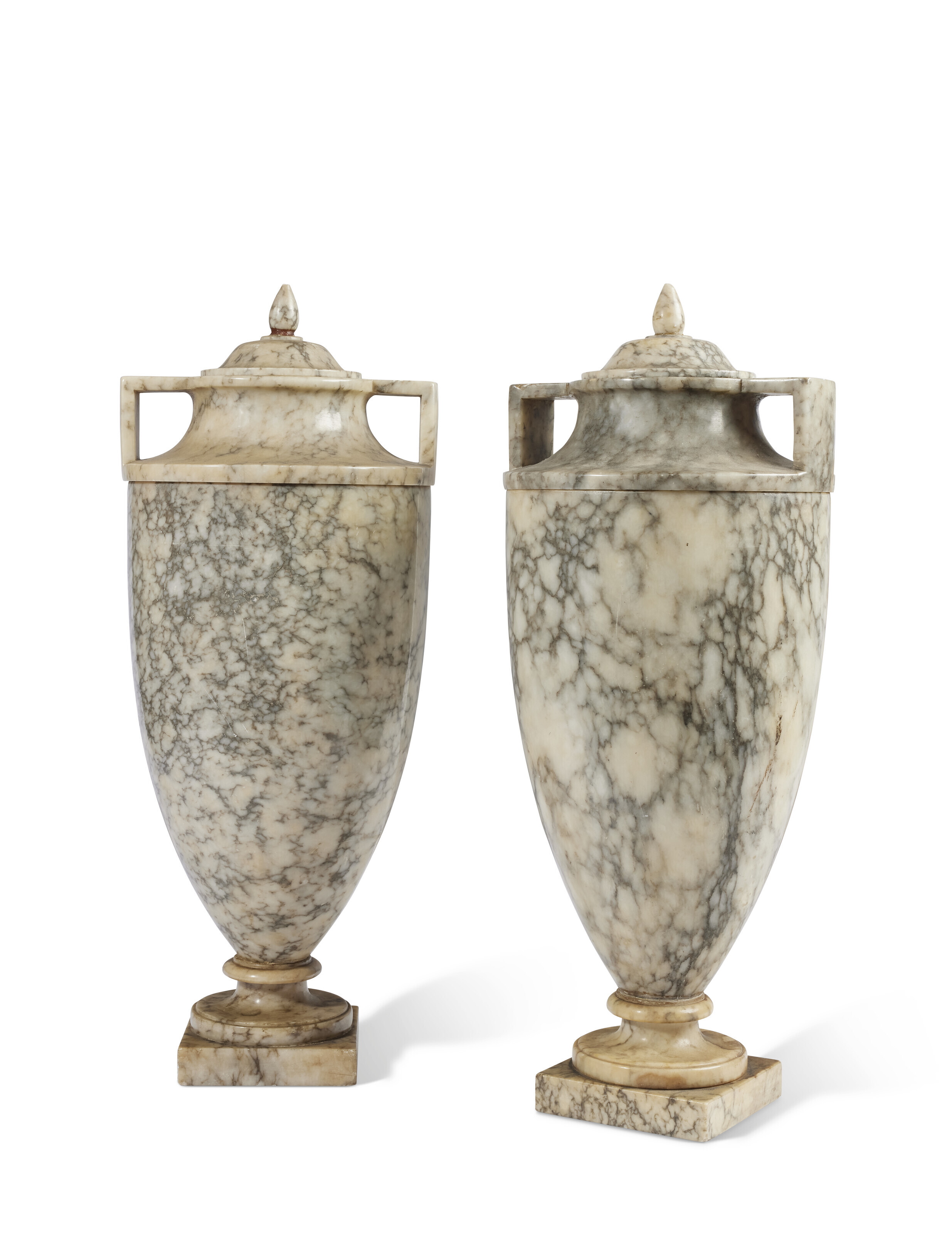 A PAIR OF ITALIAN BARDOGLIO FORITO MARBLE URNS, SECOND HALF 19TH ...