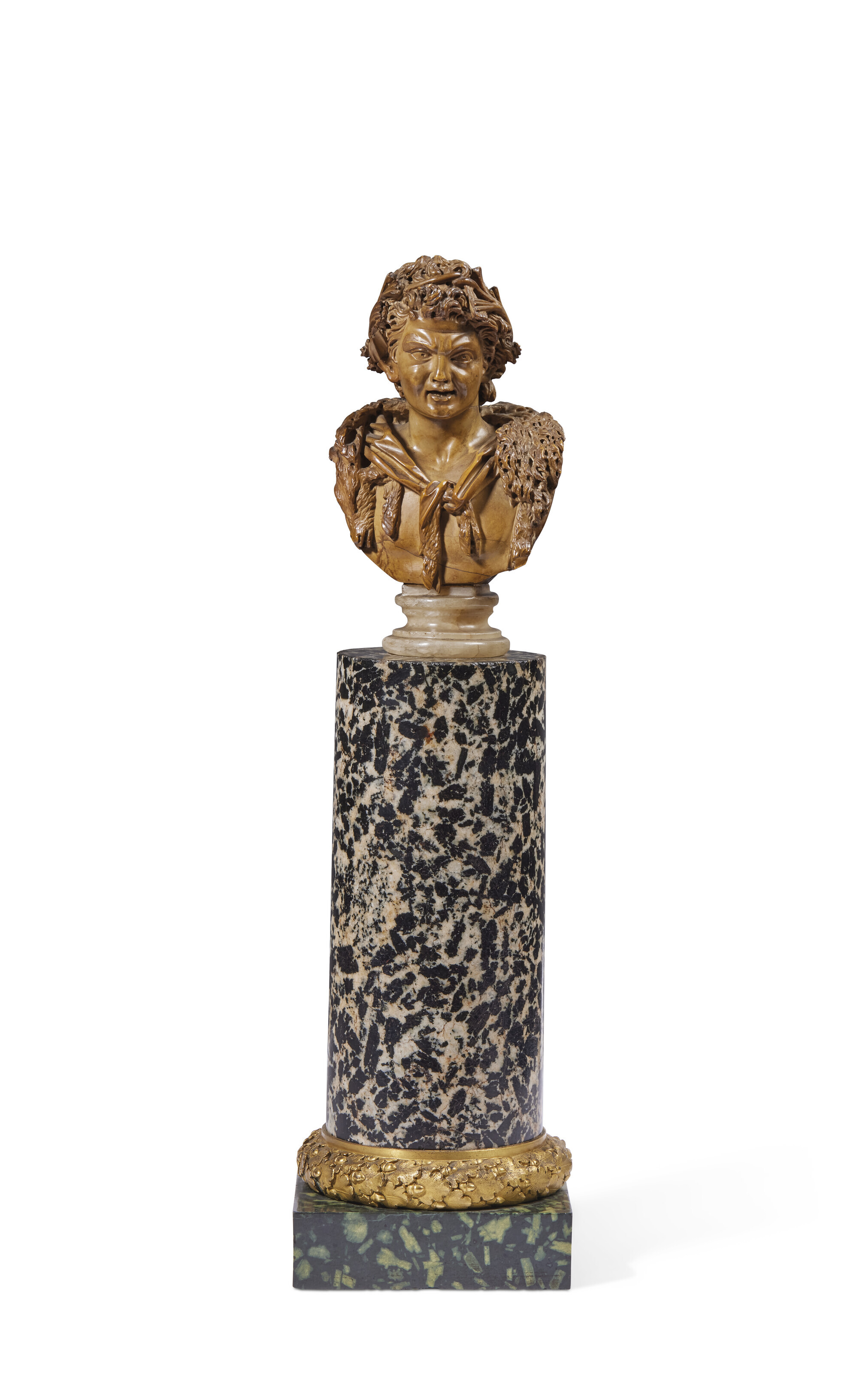 A HARDSTONE BUST OF A FAUN, SOUTH GERMAN OR NORTH ITALIAN, 18TH CENTURY ...