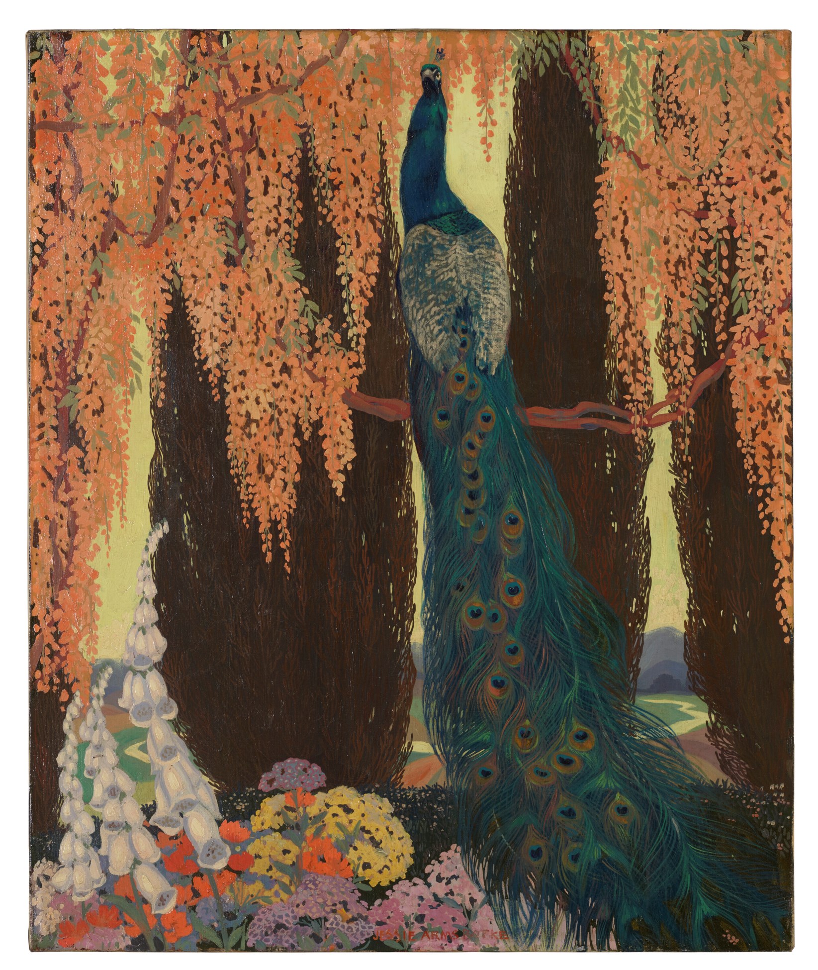 JESSIE ARMS BOTKE (AMERICAN, 1883-1971), Peacock and Vine | Christie's
