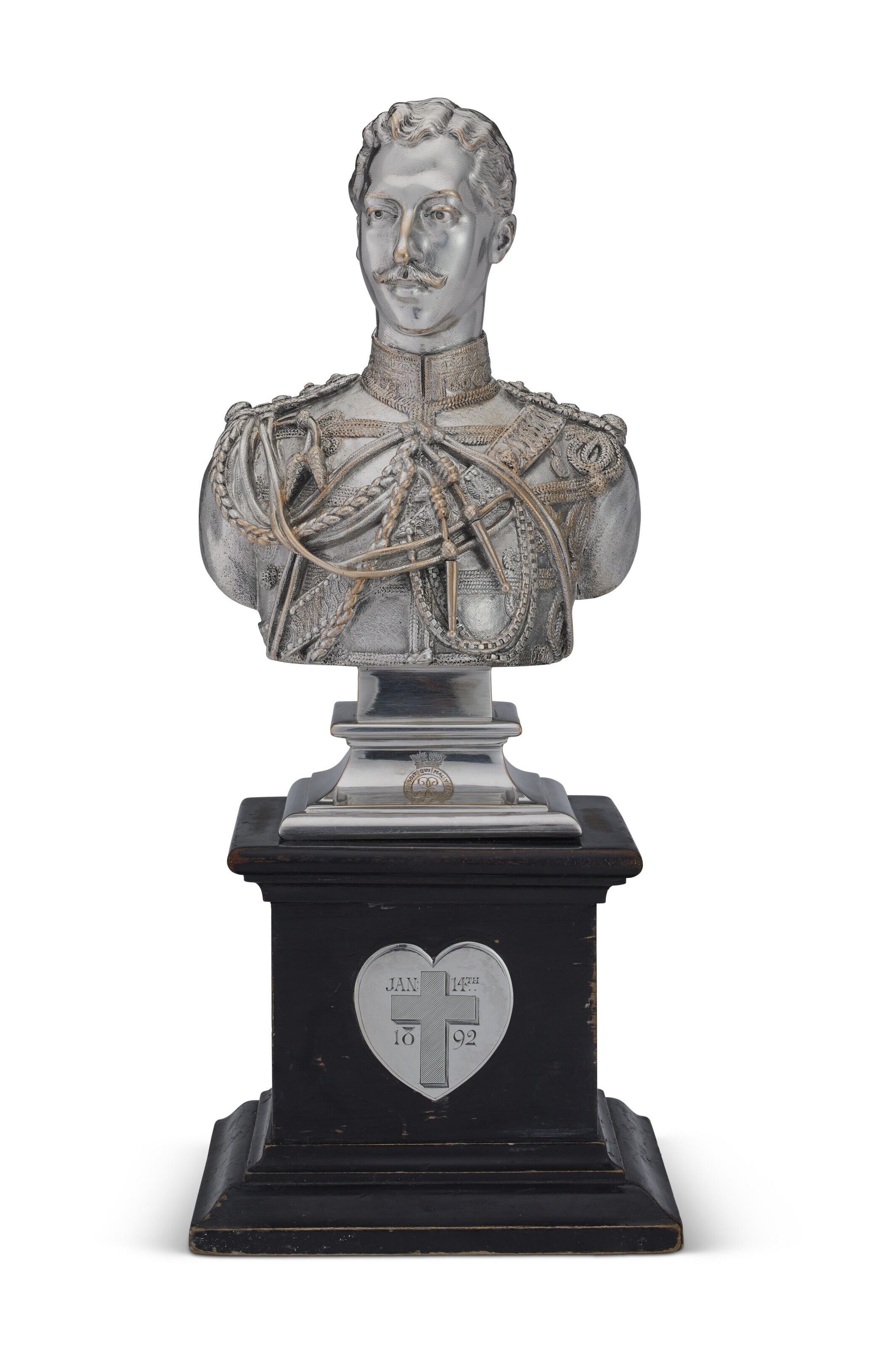 A VICTORIAN SILVER-PLATED MEMORIAL BUST OF H.R.H. PRINCE ALBERT VICTOR ...