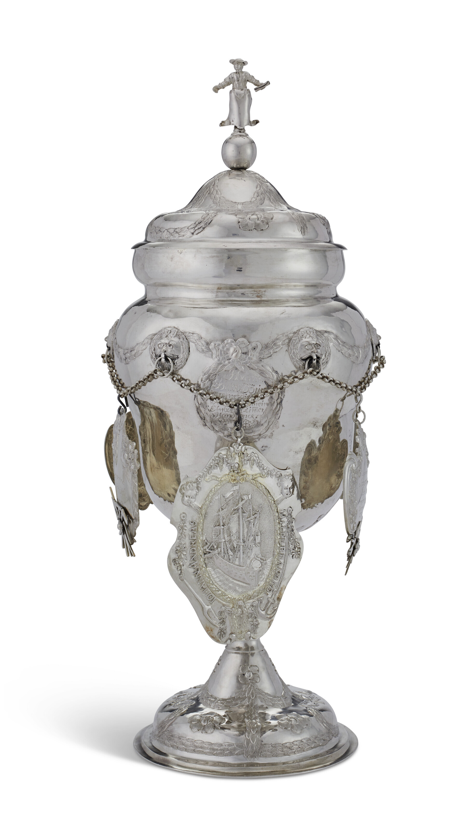 THE CARPENTER'S GUILD: A GERMAN SILVER PRESENTATION CUP AND COVER ...