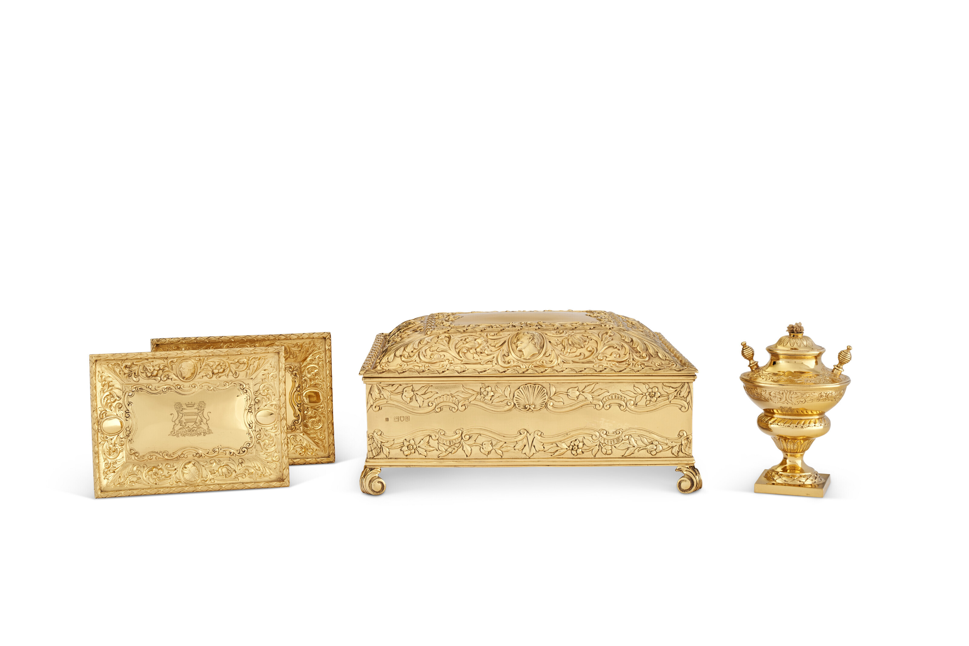 A VICTORIAN SILVER-GILT HUMIDOR, MARK OF JOHN & FRANK PAIRPOINT, LONDON ...