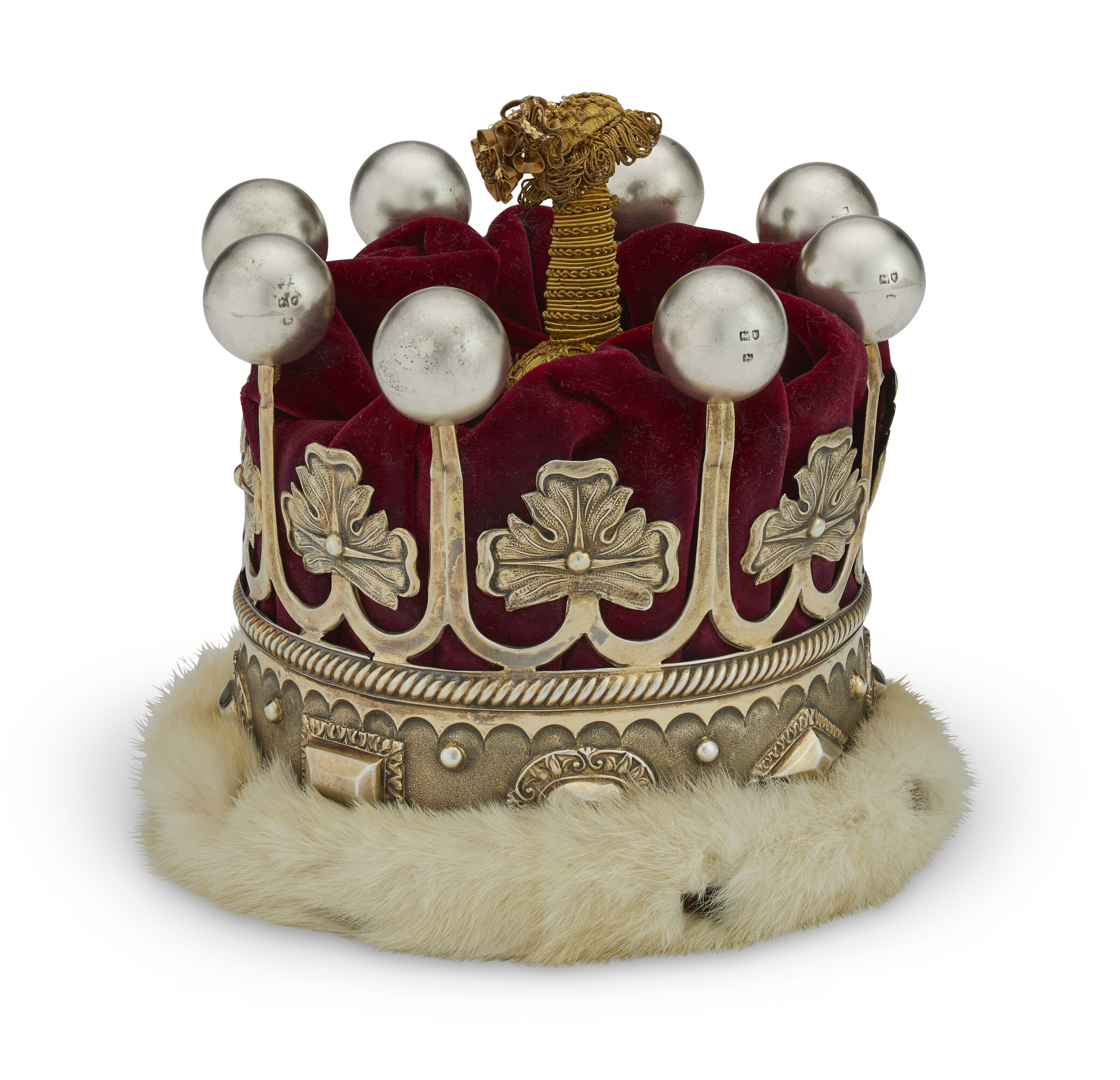 AN EARLY GEORGE V PARCEL-GILT SILVER EARL'S CORONET, MARK OF CARRINGTON ...