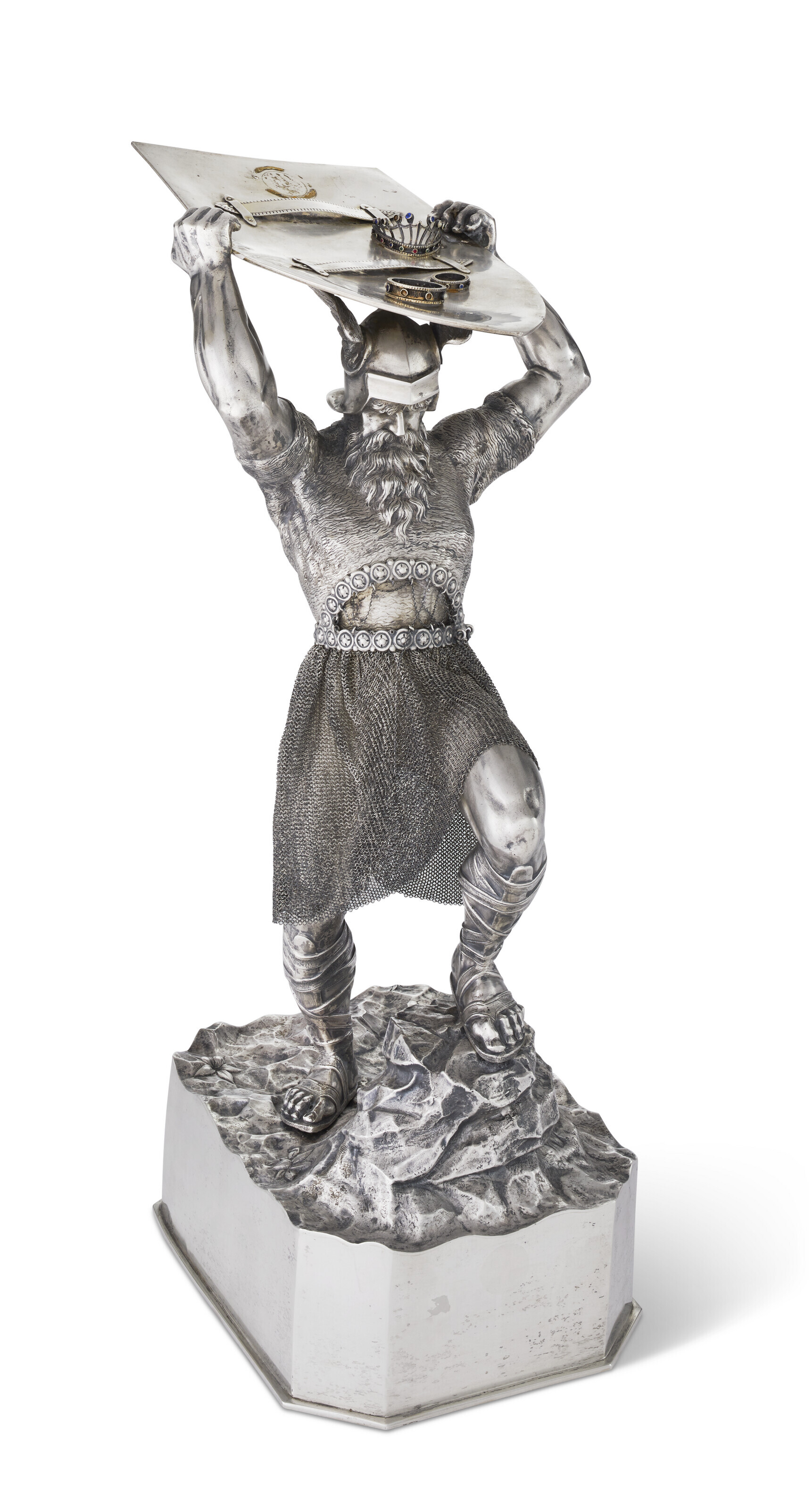 A GERMAN SILVER FIGURE OF A WAGNERIAN HERO, MARK OF J.D. SCHLEISSNER ...