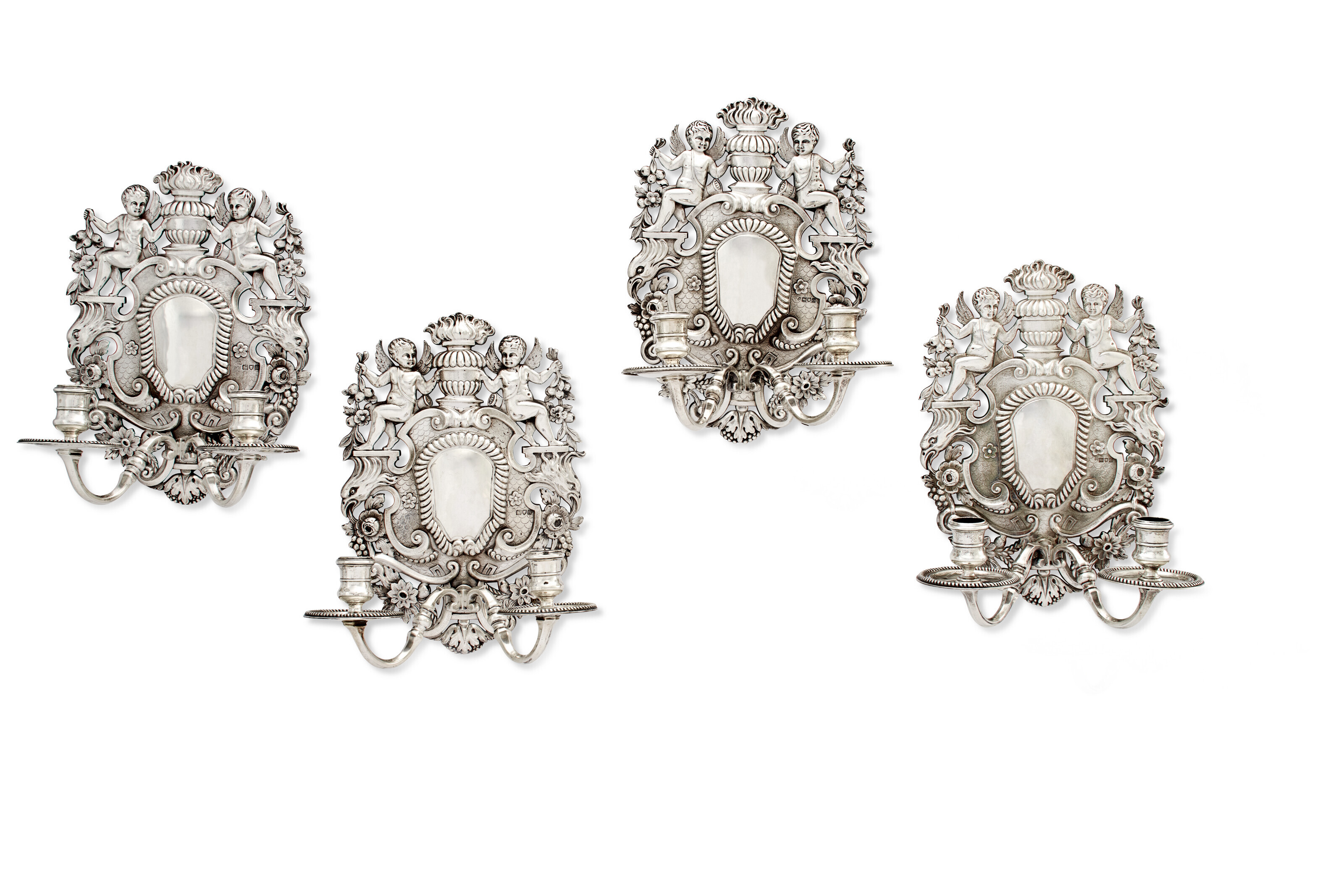 TWO MATCHING PAIRS OF EDWARD VII SILVER SCONCES, MARK OF JAMES WAKELY ...